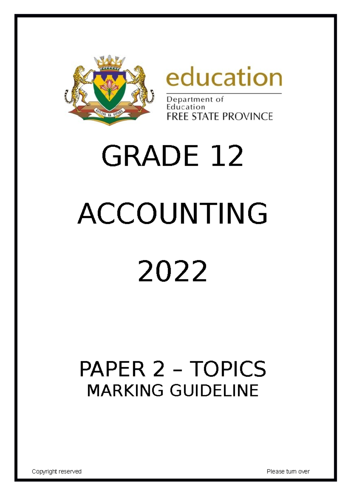 2 Paper 2 Topics MG - Free State – Grade 12 2022 Paper 2 Topics Marking ...
