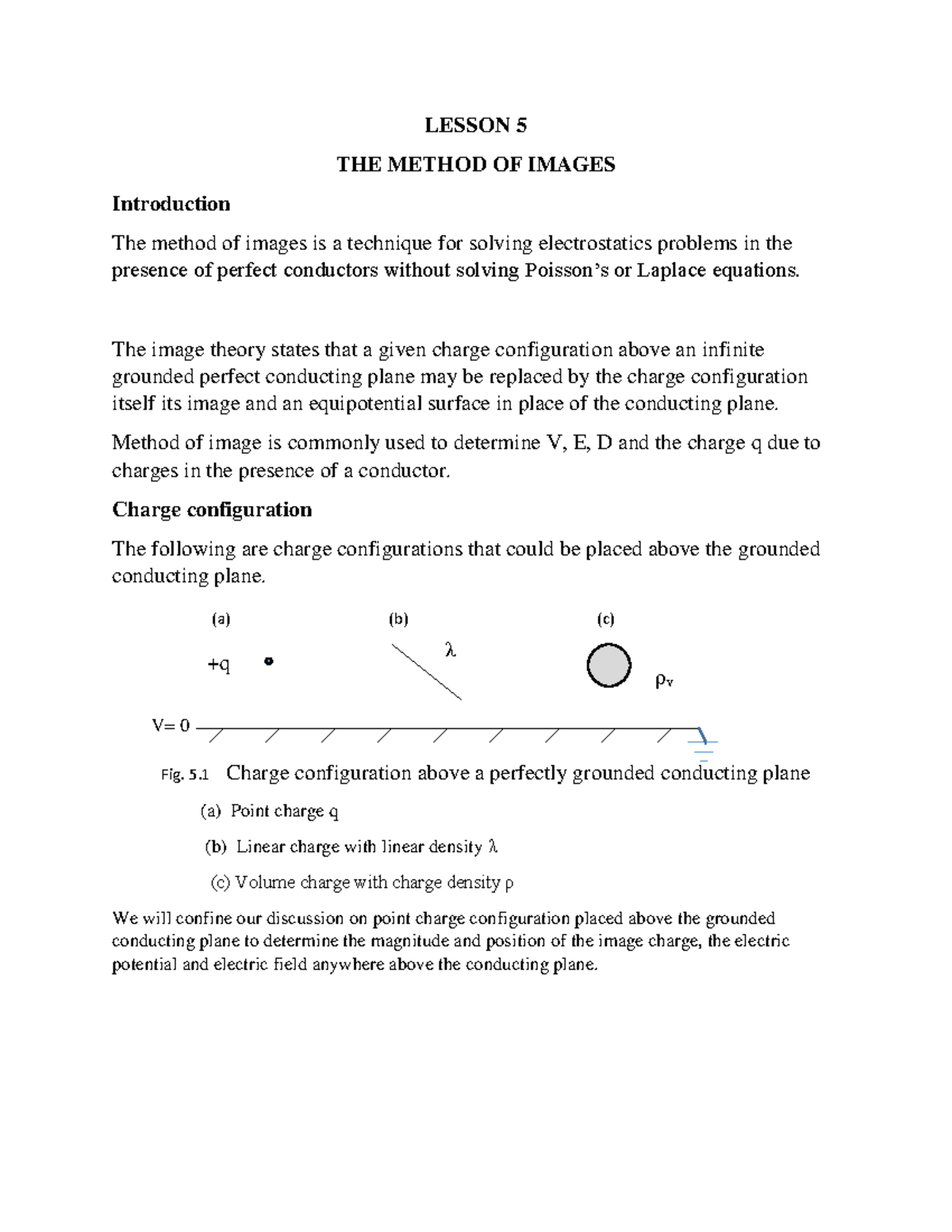 SPH 401 Lesson 5 Method OF Images - LESSON 5 THE METHOD OF IMAGES ...