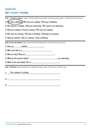 Unit 1 Test - Unit 1 Test - English - Studocu