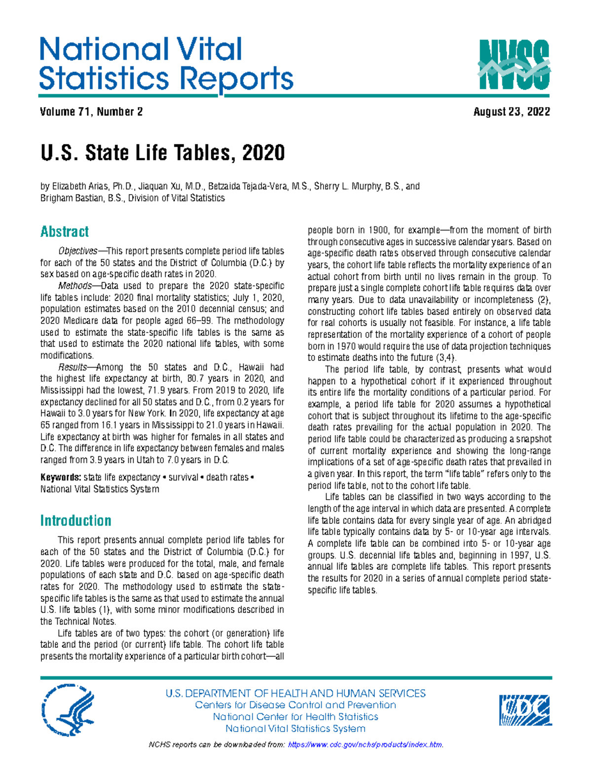 Nvsr71-02 - Hshsiekbvx hsudus hsue - National Vital Statistics Reports ...