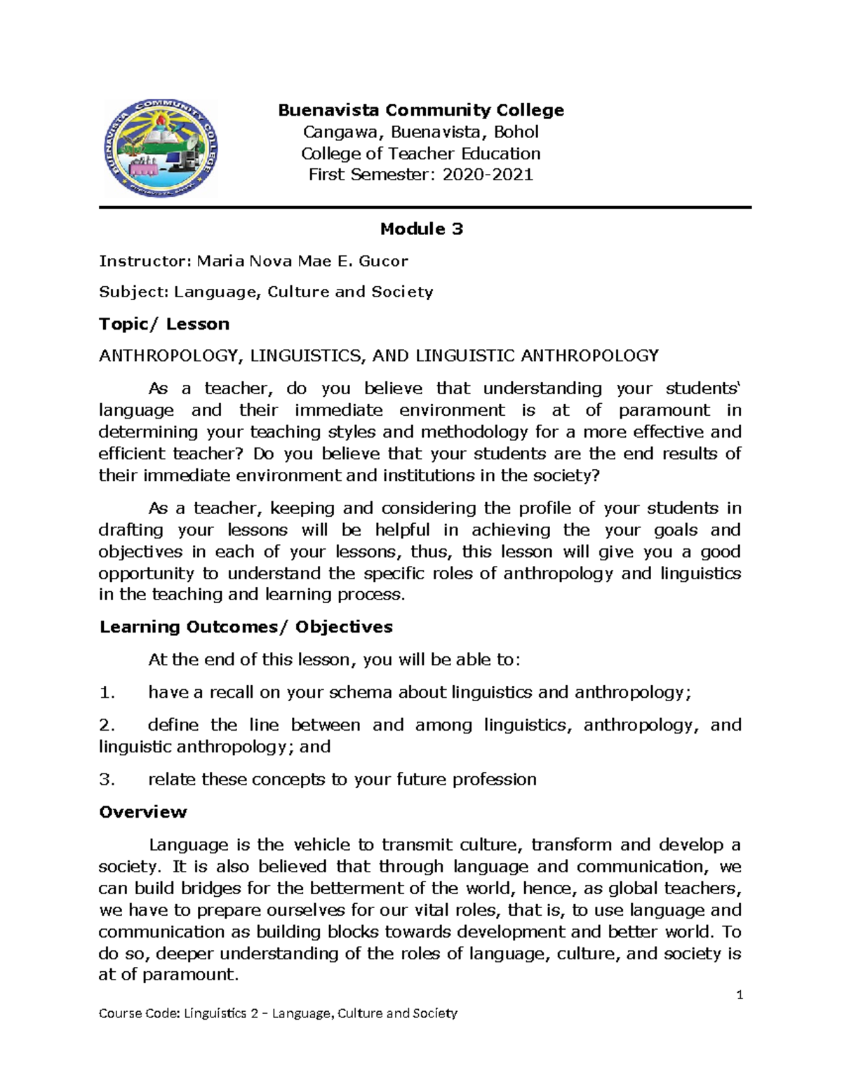 Third module - This is a serve as one of your guide as a learner ...