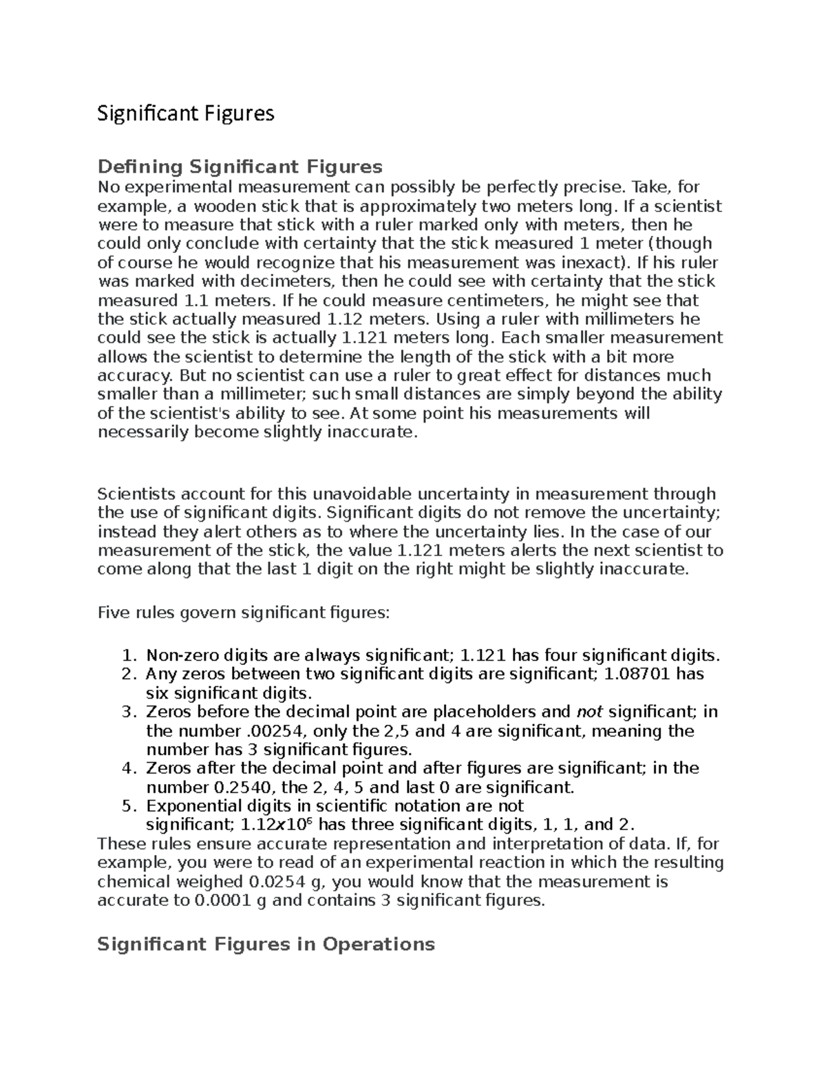 Significant Figures notes part 1 - Significant Figures Defining ...