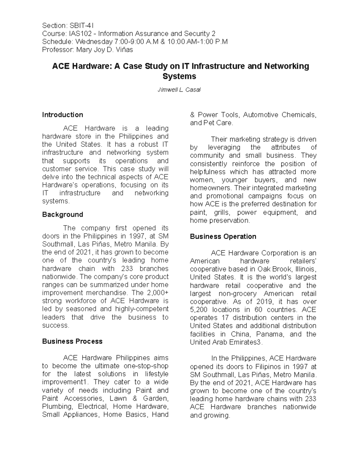 ACE Hardware: A Case Study on IT Infrastructure and Networking Systems ...