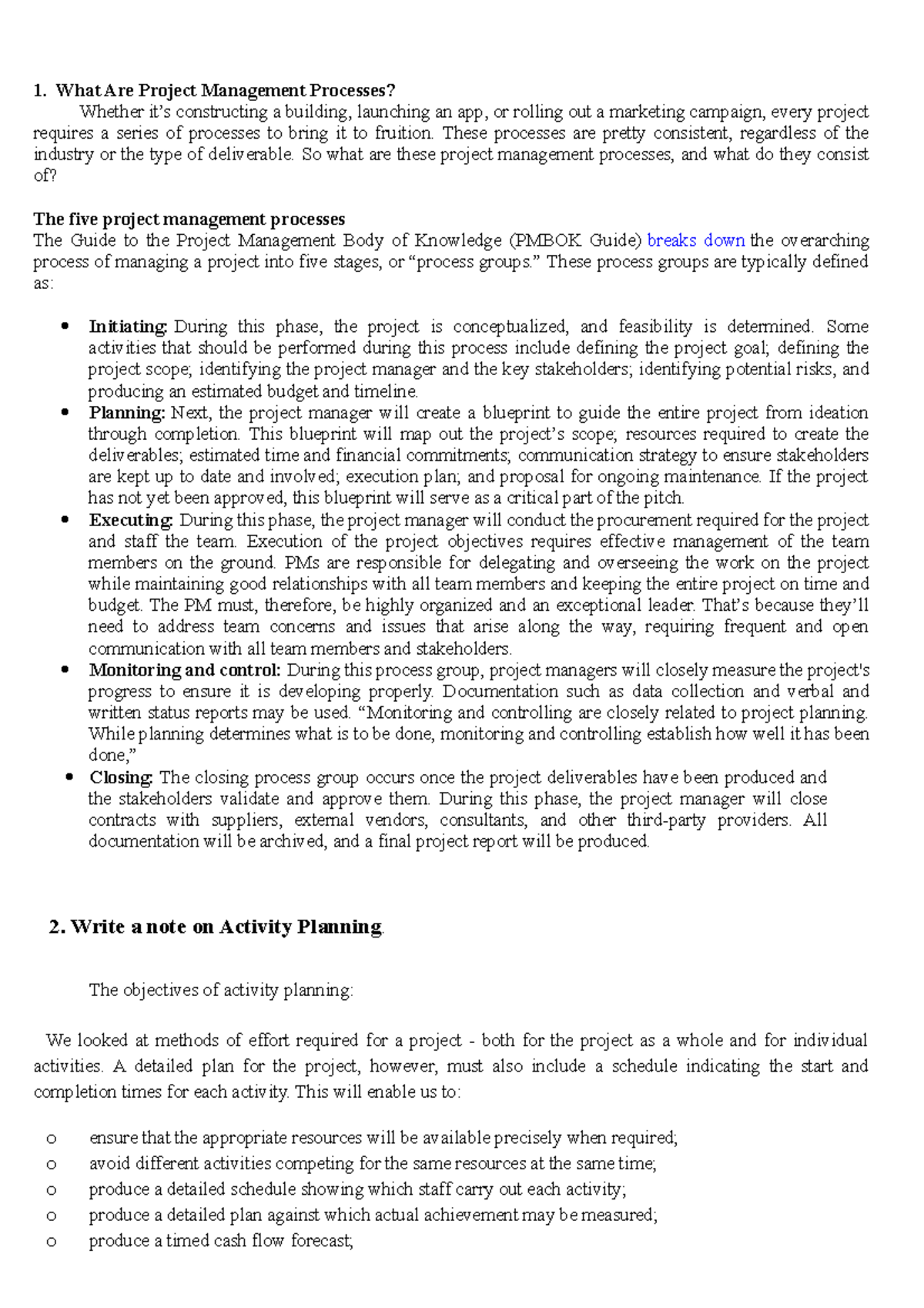 SPM Notes - What Are Project Management Processes? Whether it’s ...