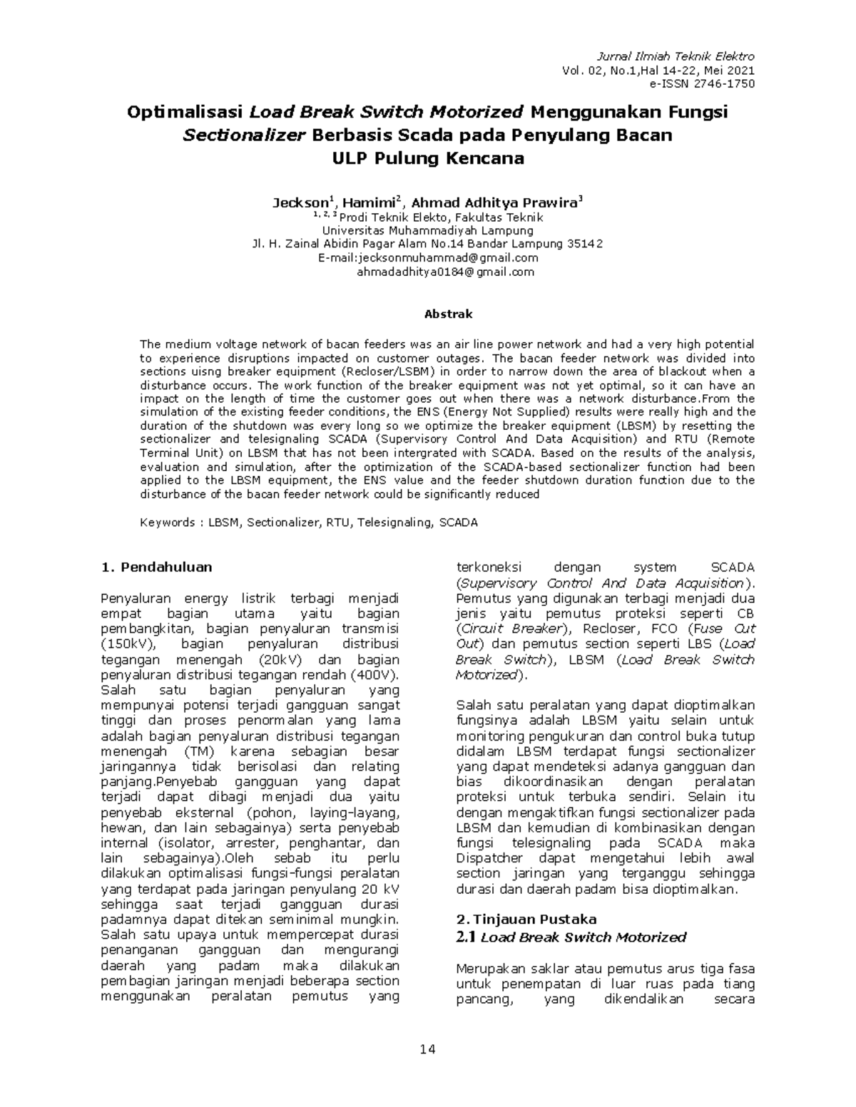 Referensi 11 - asdf - Jurnal Ilmiah Teknik Elektro Vol. 02, No,Hal 14 ...