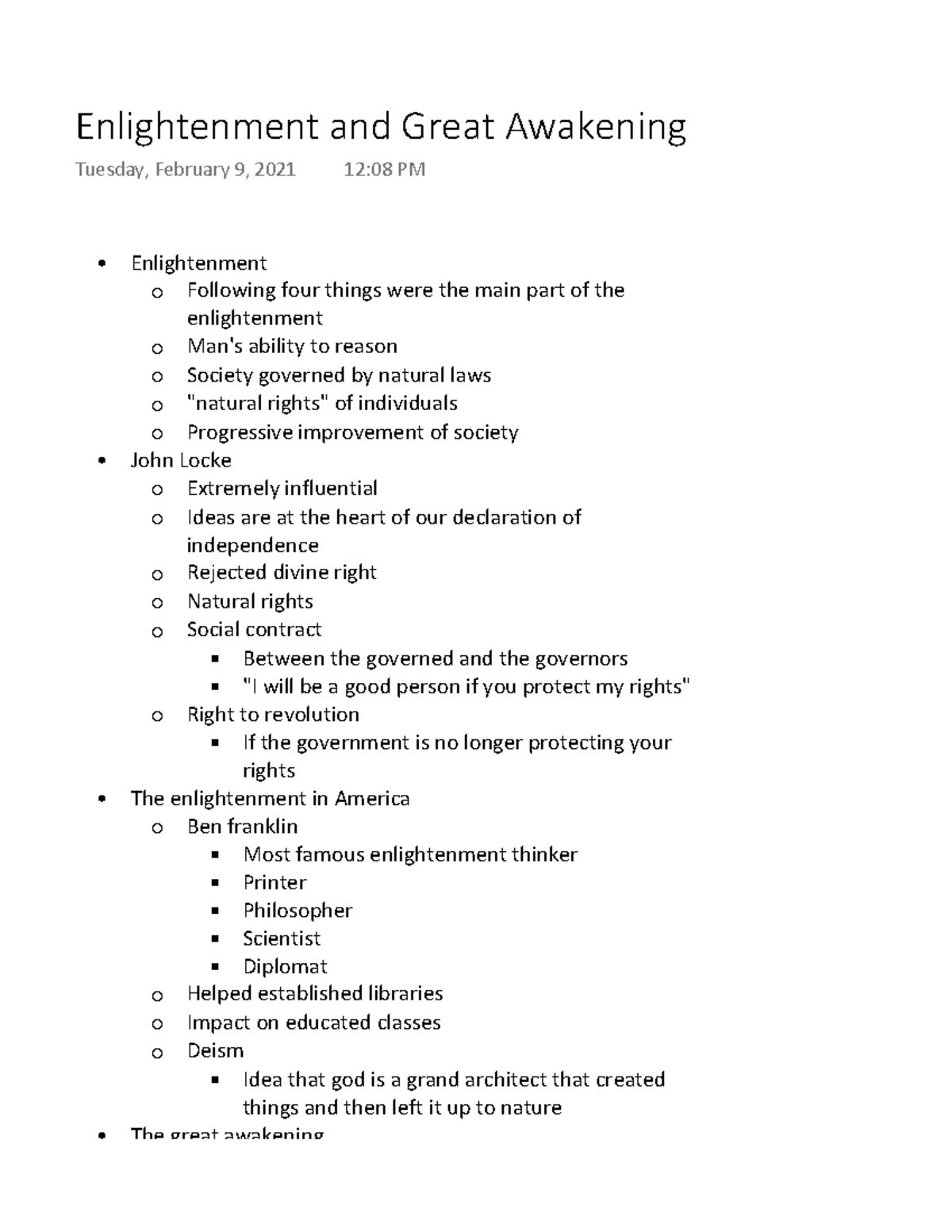 Enlightenment and Great Awakening - Enlightenment Following four things ...