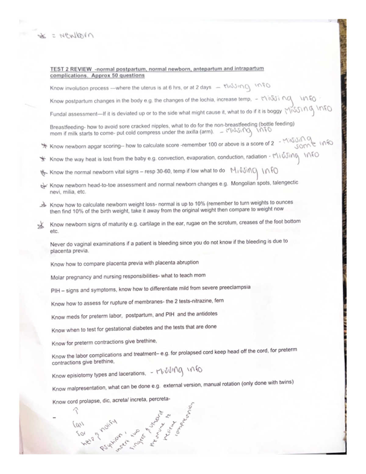 TEST 2 Review -normal postpartum, normal newborn, antepartum and ...