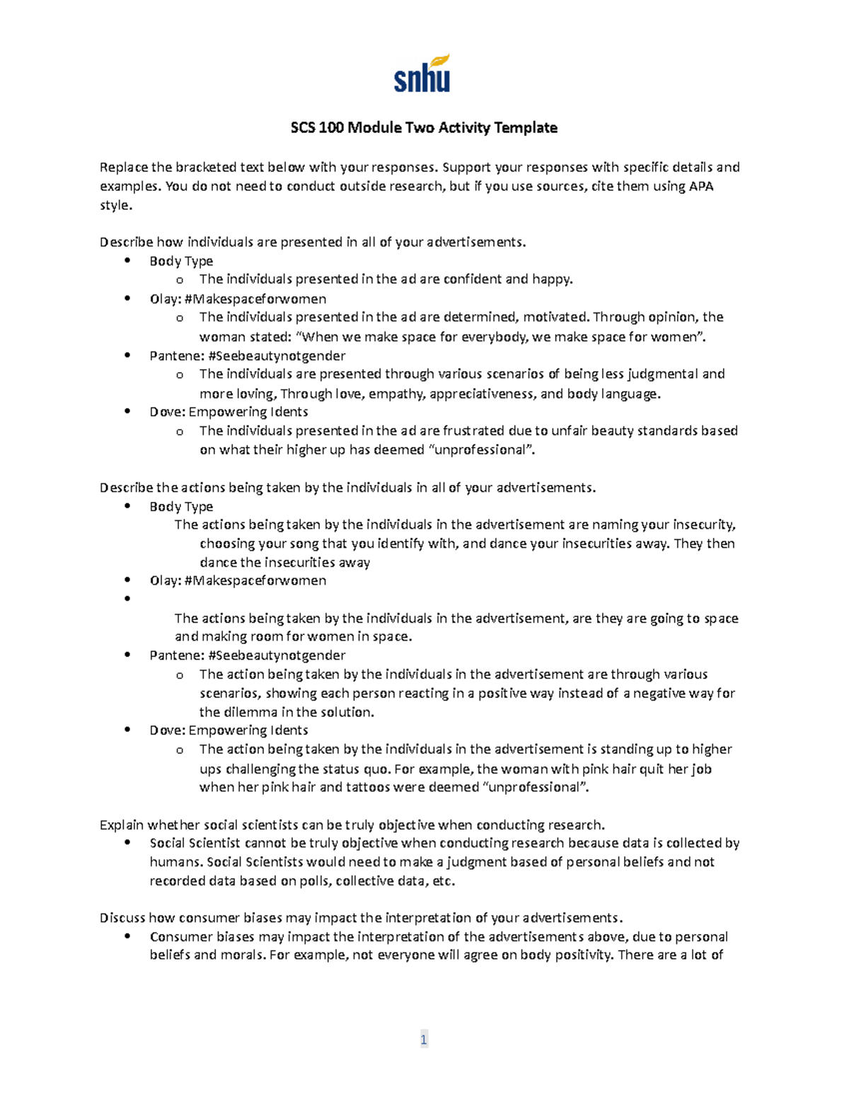 SNHU Perspecitives in Social Sciences 2 - SCS 100 Module Two Activity ...