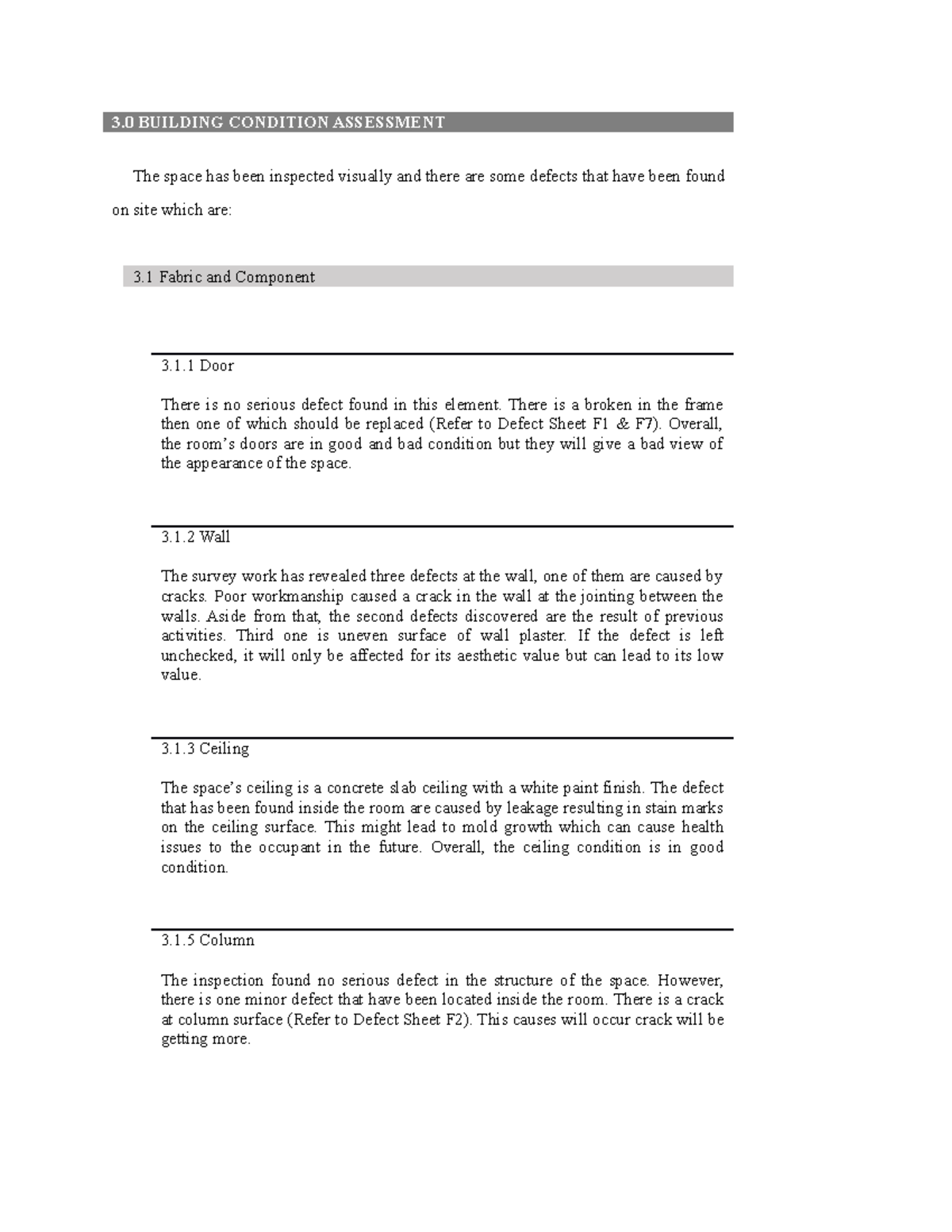 Building Condition Assessment - 3 BUILDING CONDITION ASSESSMENT The ...