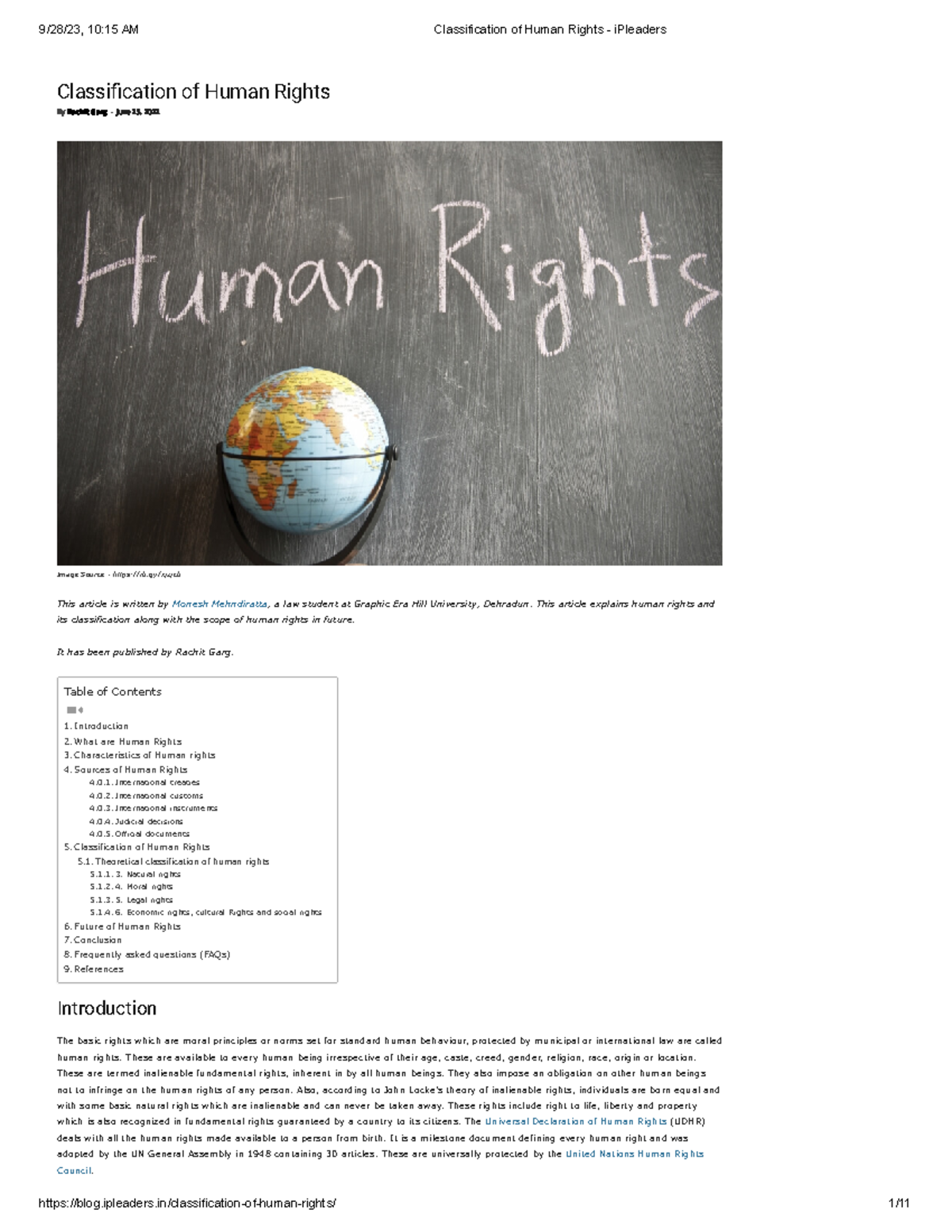 Classification of Human Rights - This article explains human rights and ...