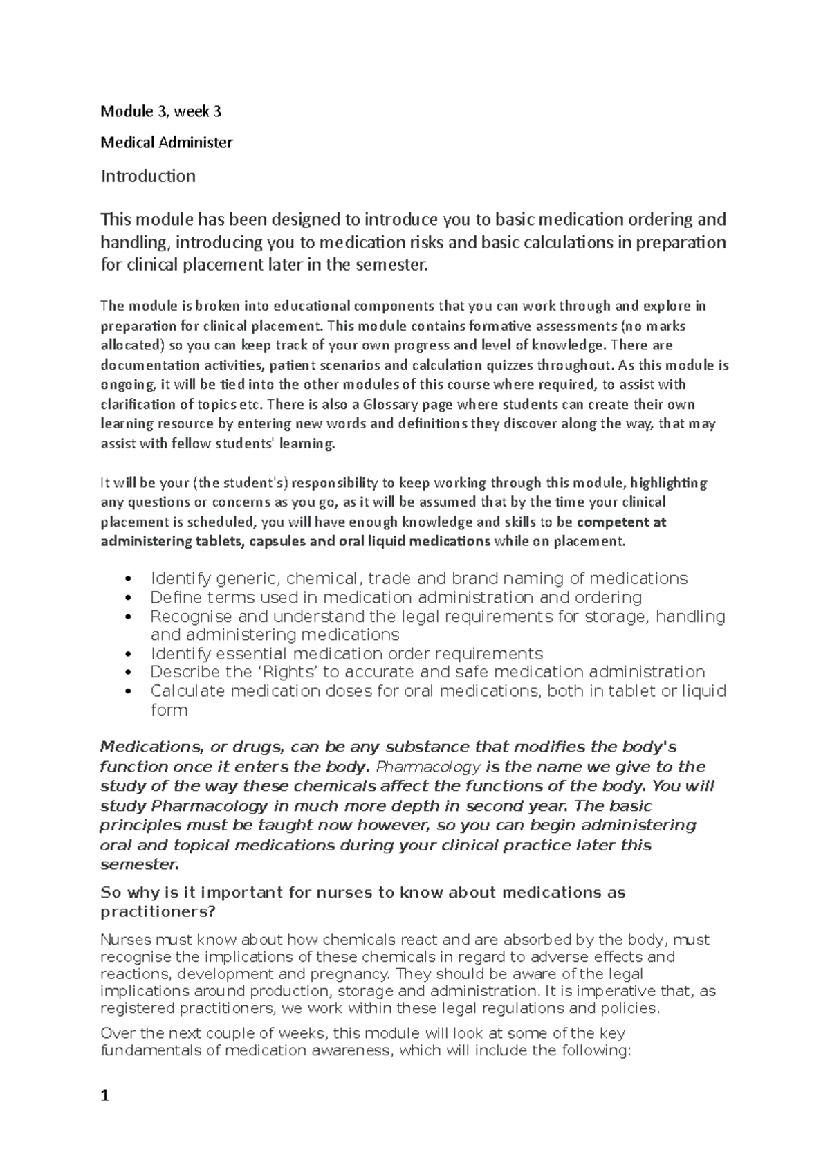 Notes week 3 admistration of medicine - Module 3, week 3 Medical ...