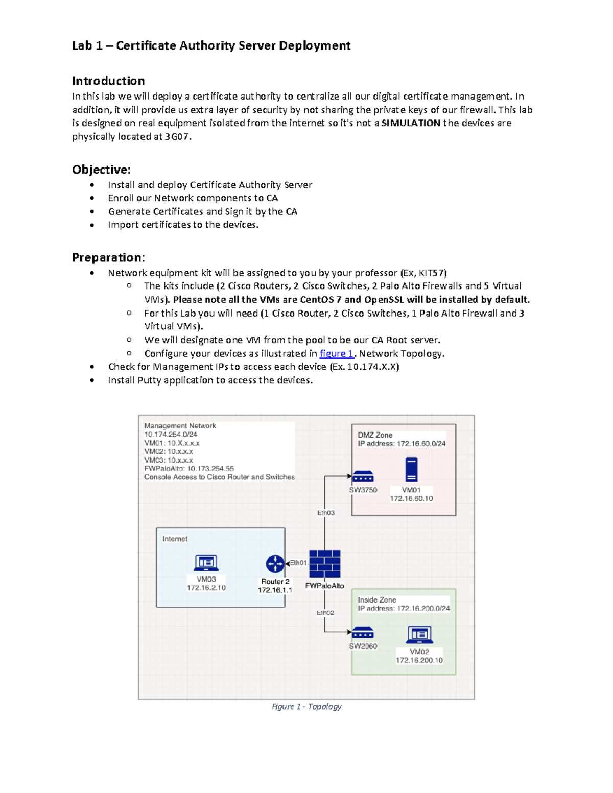 Lab01 - CA Deployment 1 - guide lines - Lab 1 – Certificate Authority Server Deployment ...