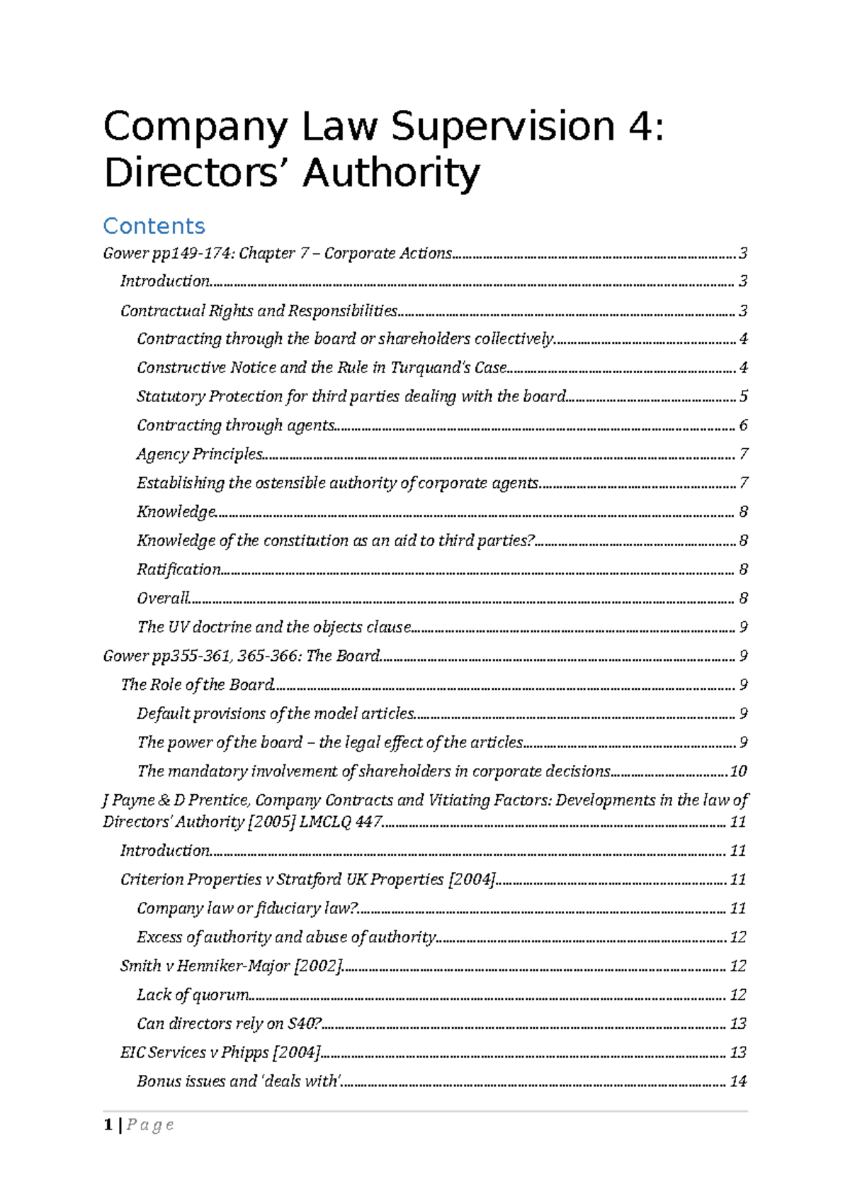 Company Law Supervision 4 Notes Directors Authority - Company Law ...