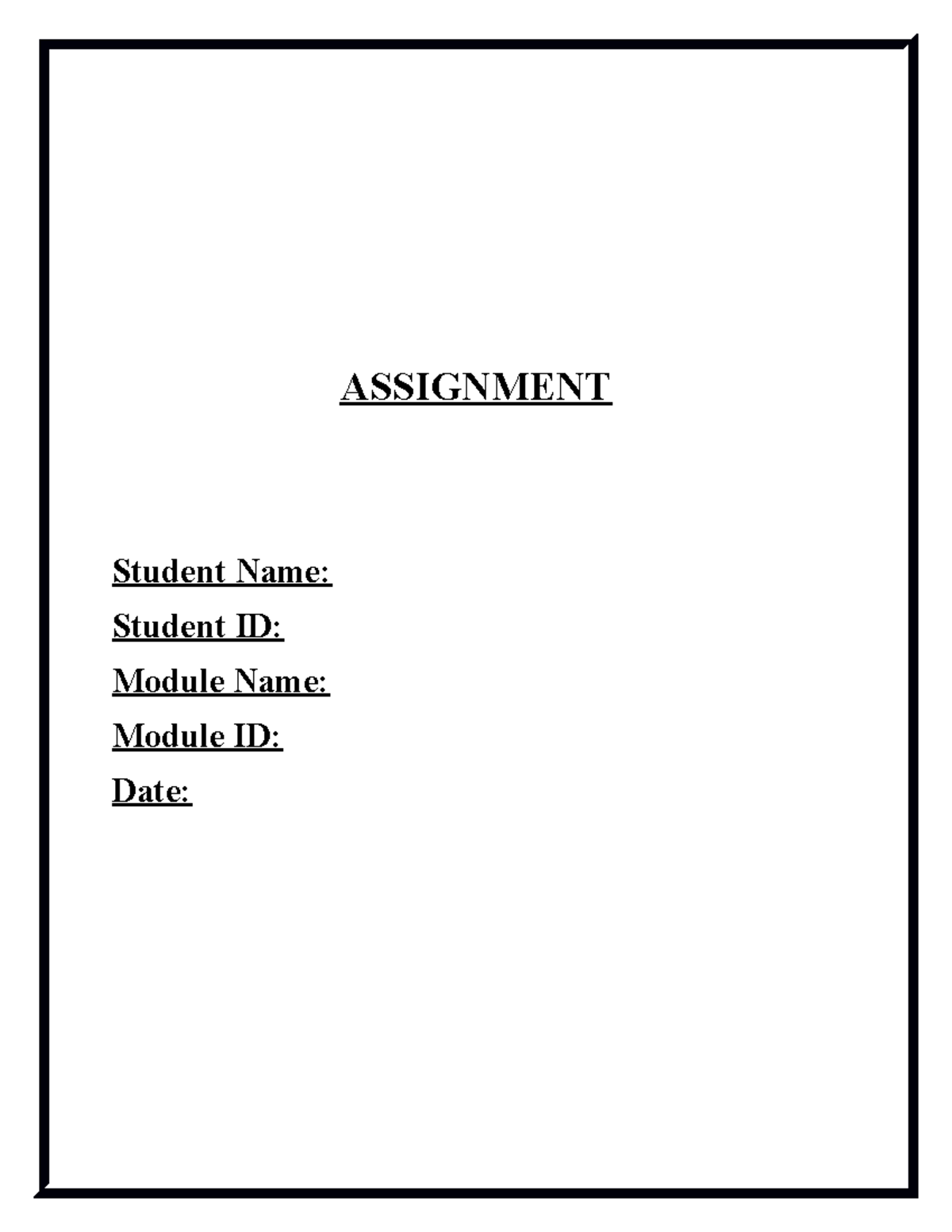 Assignment - ghghg - ASSIGNMENT Student Name: Student ID: Module Name ...