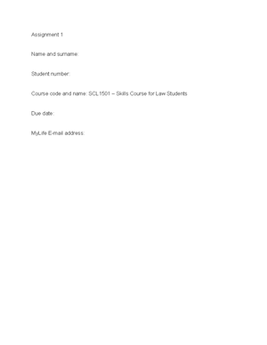 Edited SCL1501 - Assignment answers and questions - Question 1 “Law is a system of rules ...