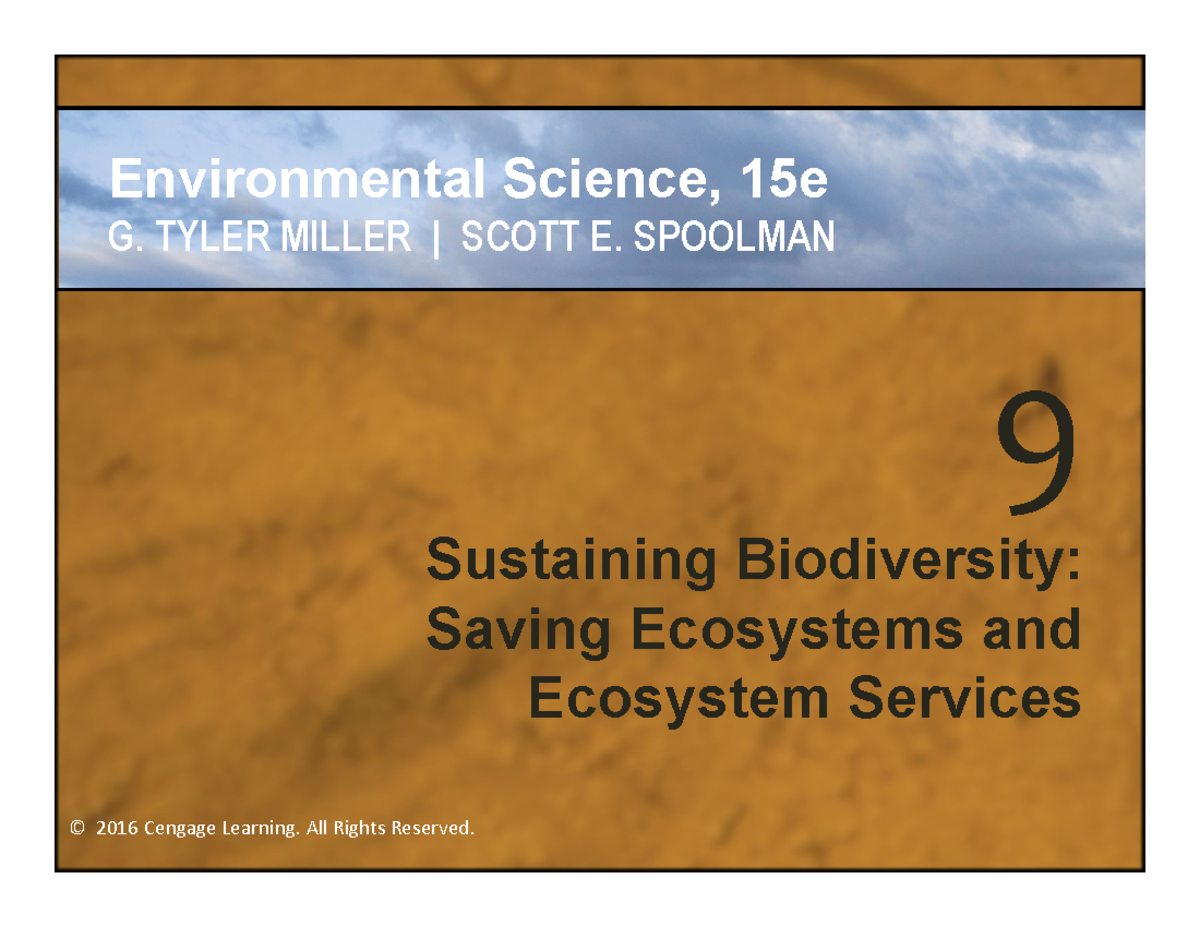 Environmental Science Chapter 9 - Sustaining Biodiversity; Saving ...