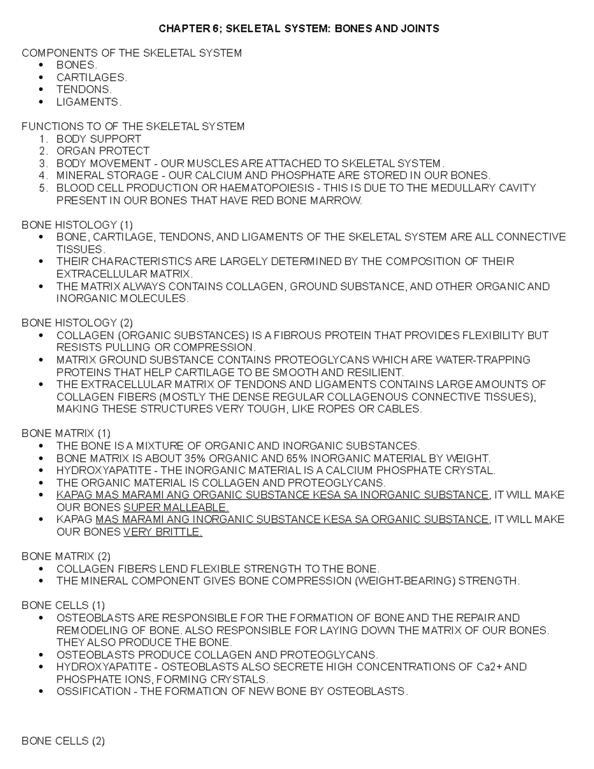 Chapter 6 - go go go - CHAPTER 6; SKELETAL SYSTEM: BONES AND JOINTS ...