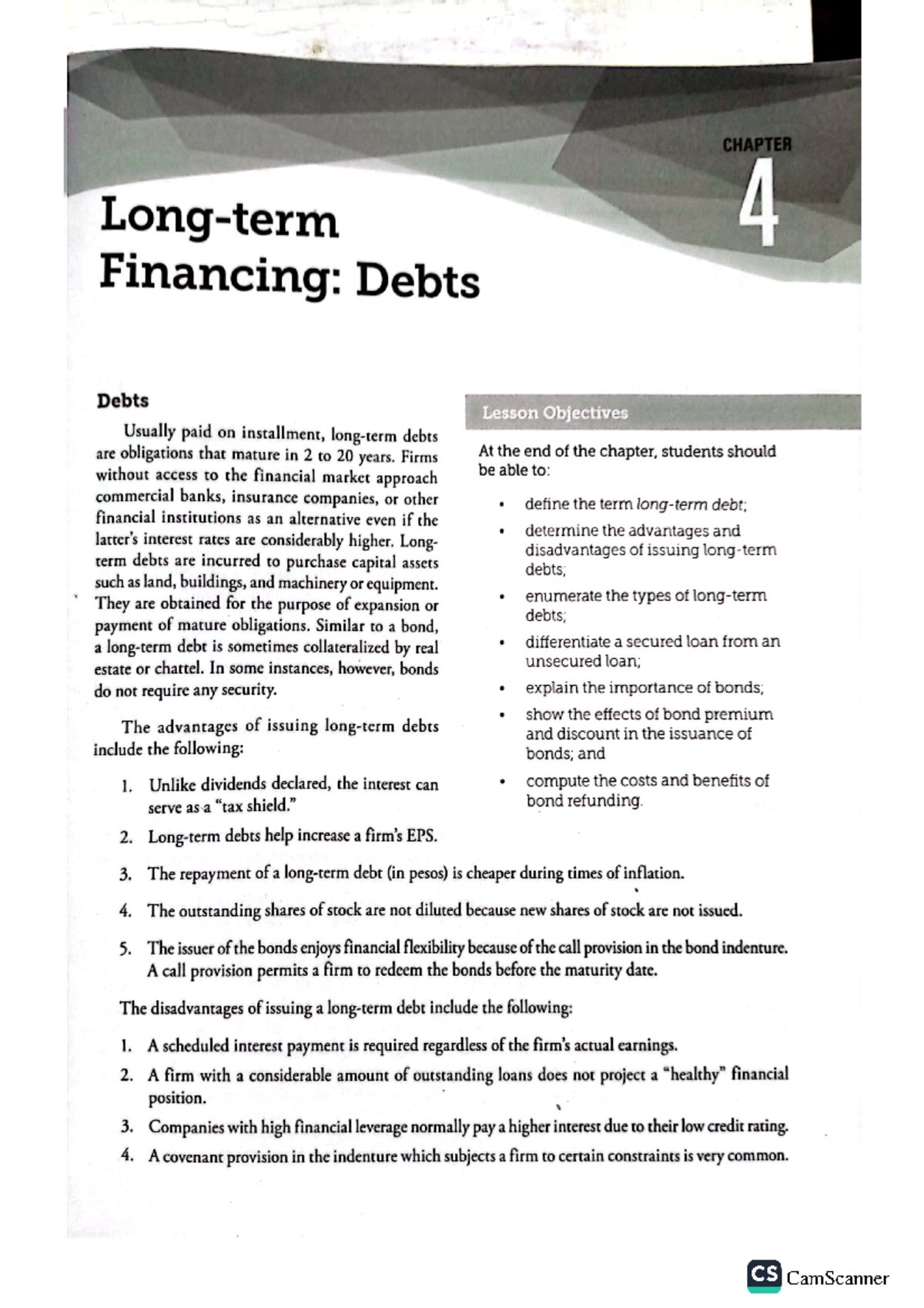 Chapter 4 Financial Market 115548 - CHAPTER 4 Financing: Debts Debts ...