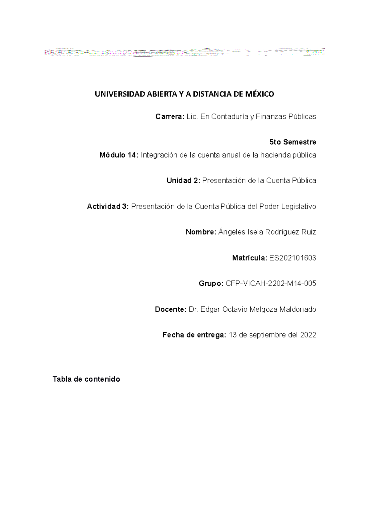 M14 U2 A3 Rodriguez RAI - actividades - Carrera: Lic. En Contaduría y ...