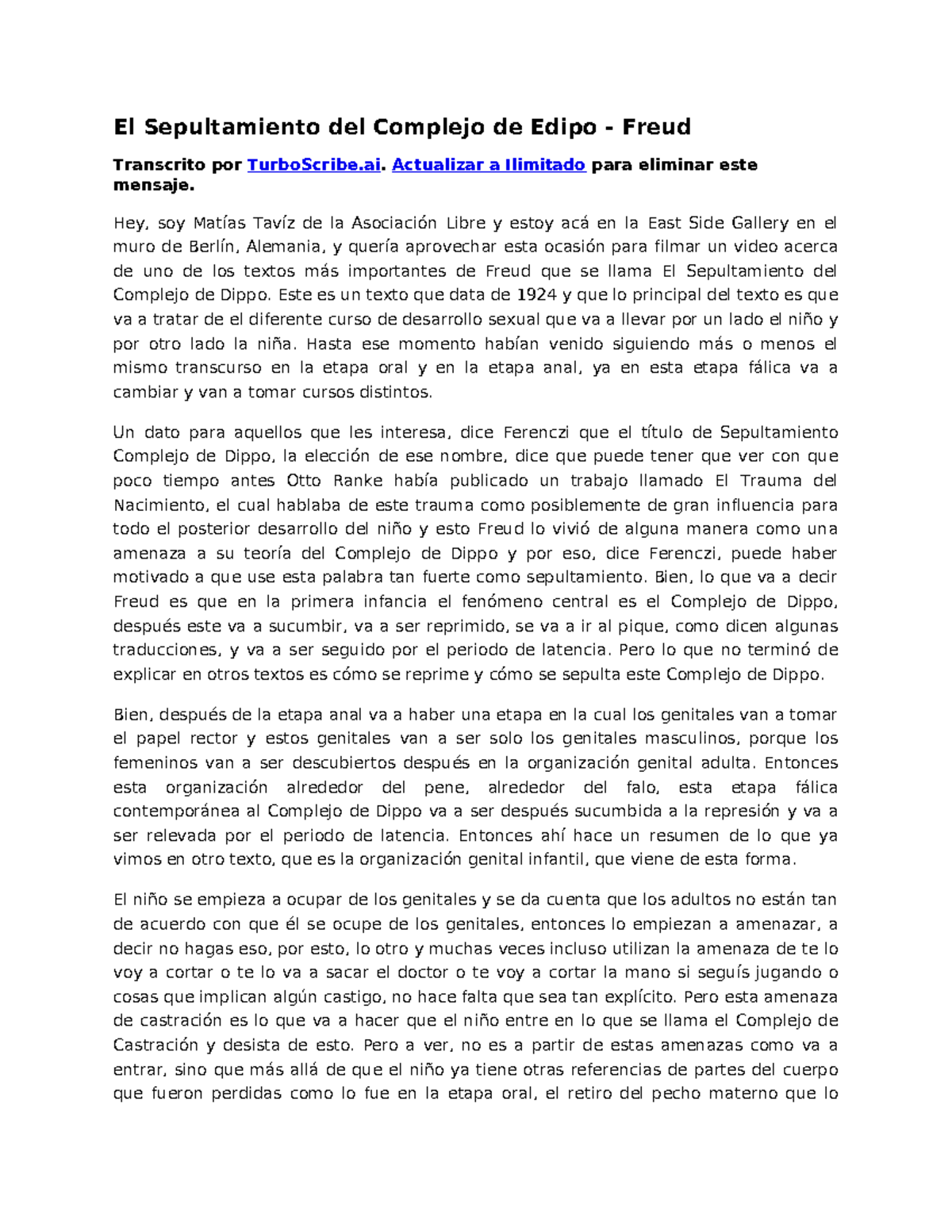 El Sepultamiento del Complejo de Edipo - Freud - El Sepultamiento del ...