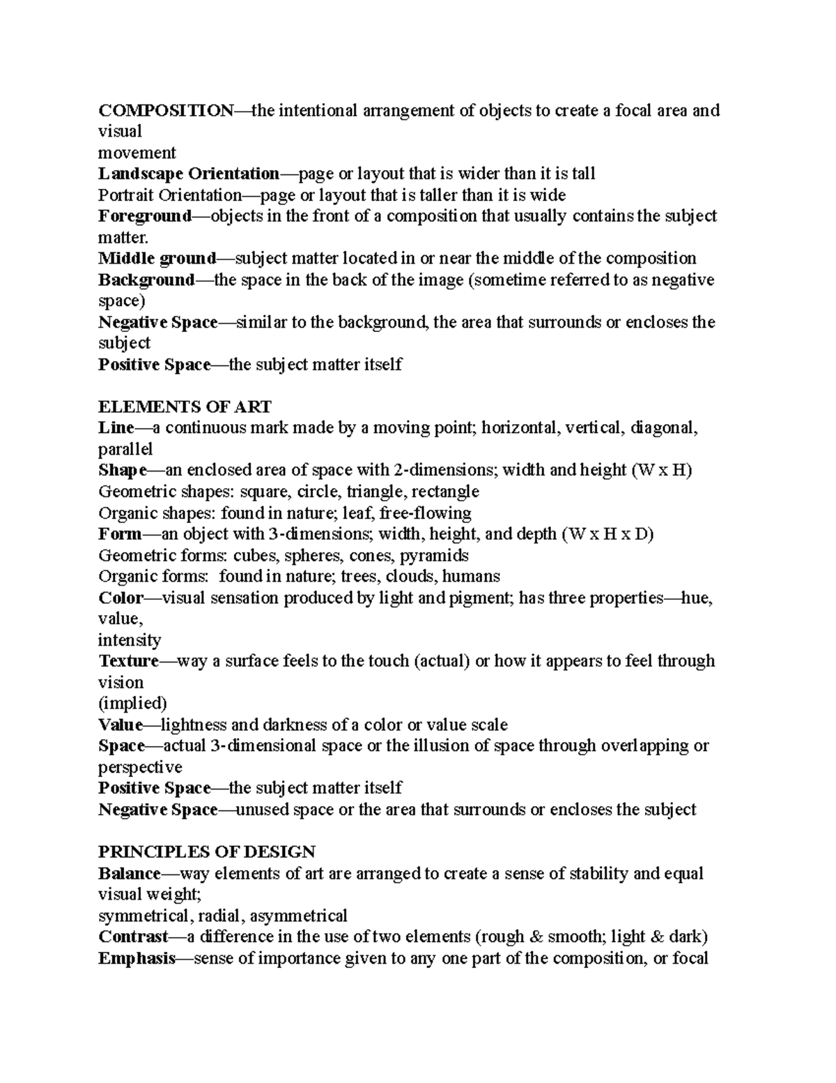 Creative Photo definitions - COMPOSITION—the intentional arrangement of ...