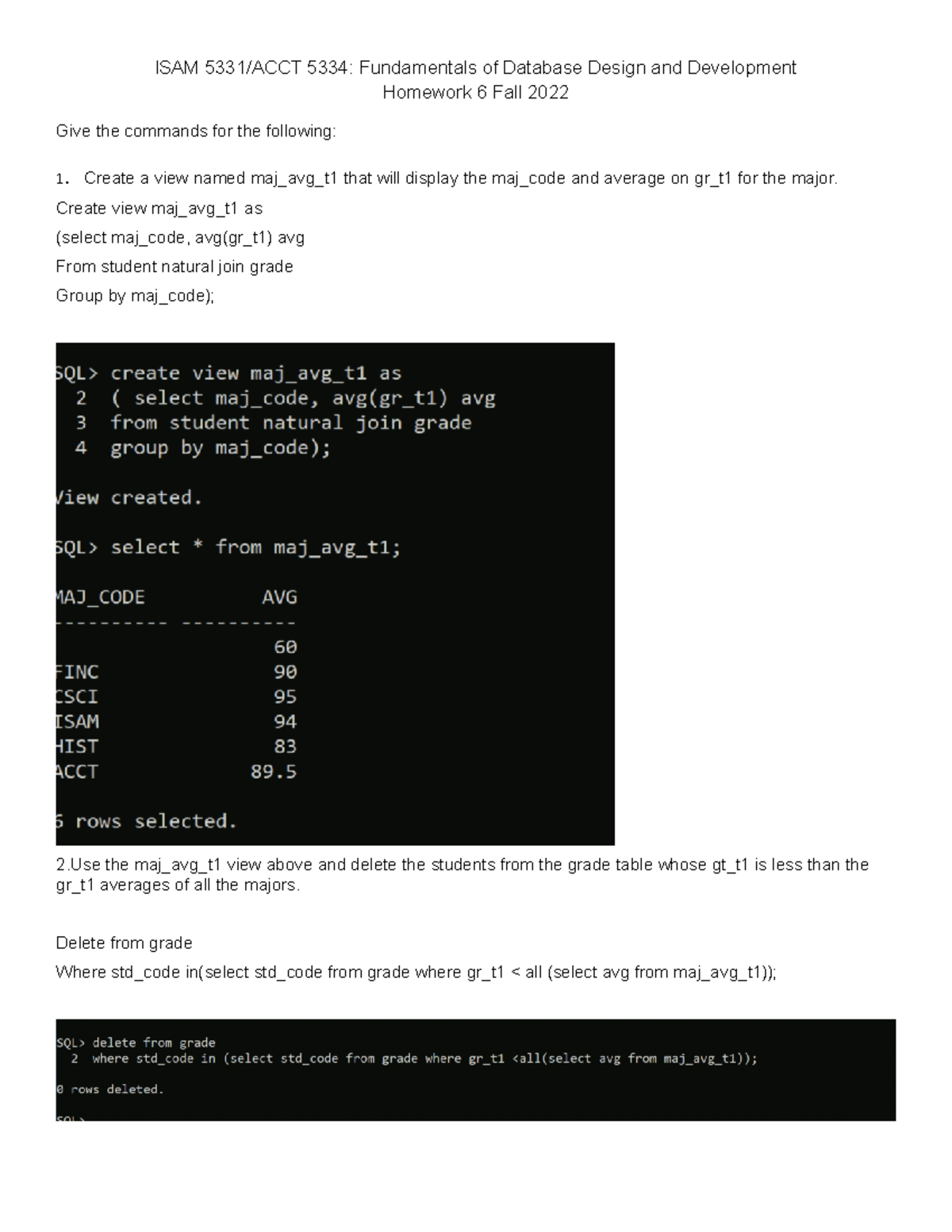 ISAM5331 5333 a - Practice questions for PLSQL - ISAM 5331/ACCT 5334: Fundamentals of Database ...