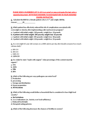 UNIT 6 TEST Questions - UNIT 6: Unit 6: Safety and Security of Food ...