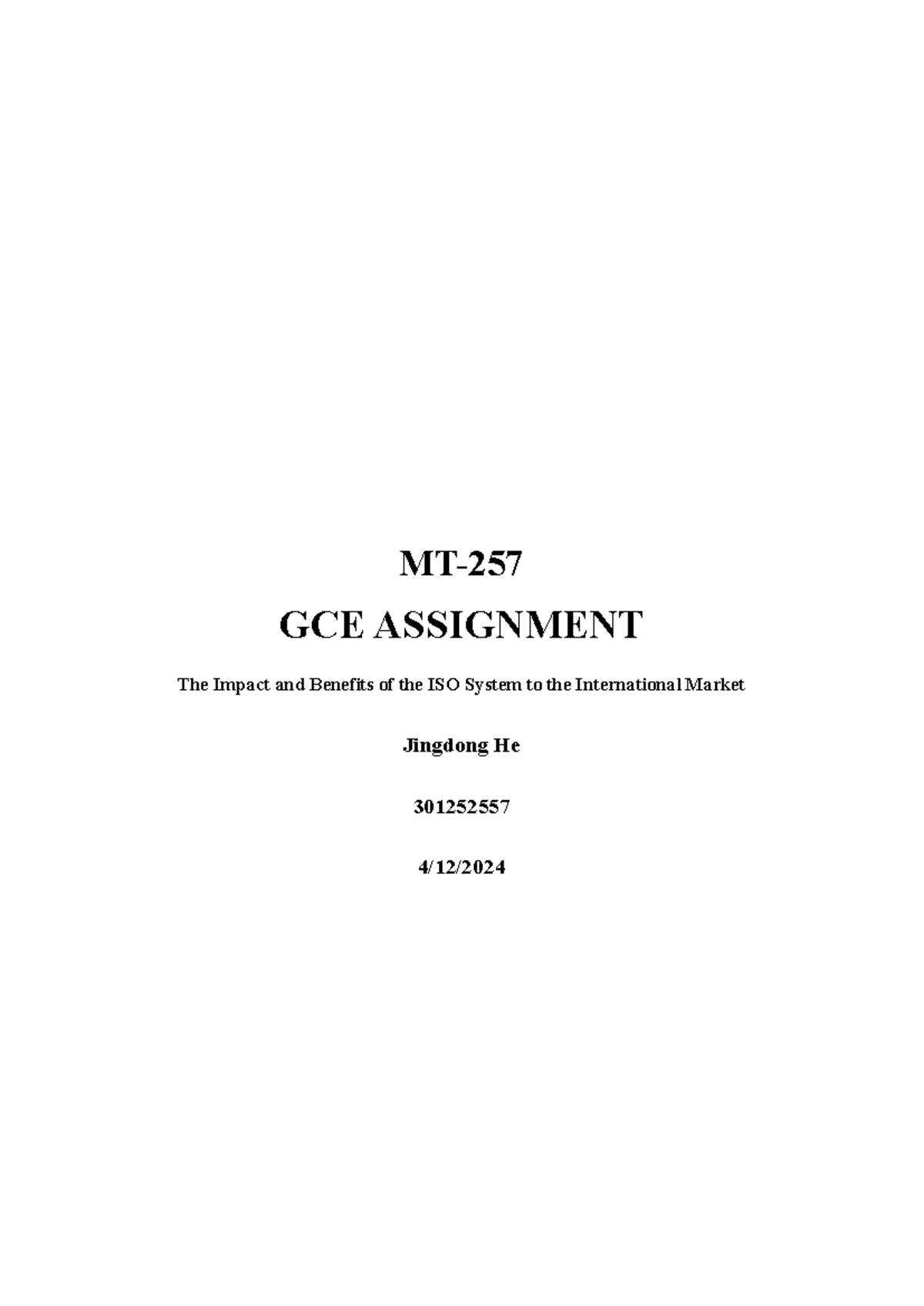 MT257 GCE - MT237 - MT- 257 GCE ASSIGNMENT The Impact and Benefits of ...