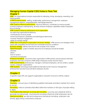 Chapter 1 Review - Managing Human Capital C Chapter 1 Review HRM ...