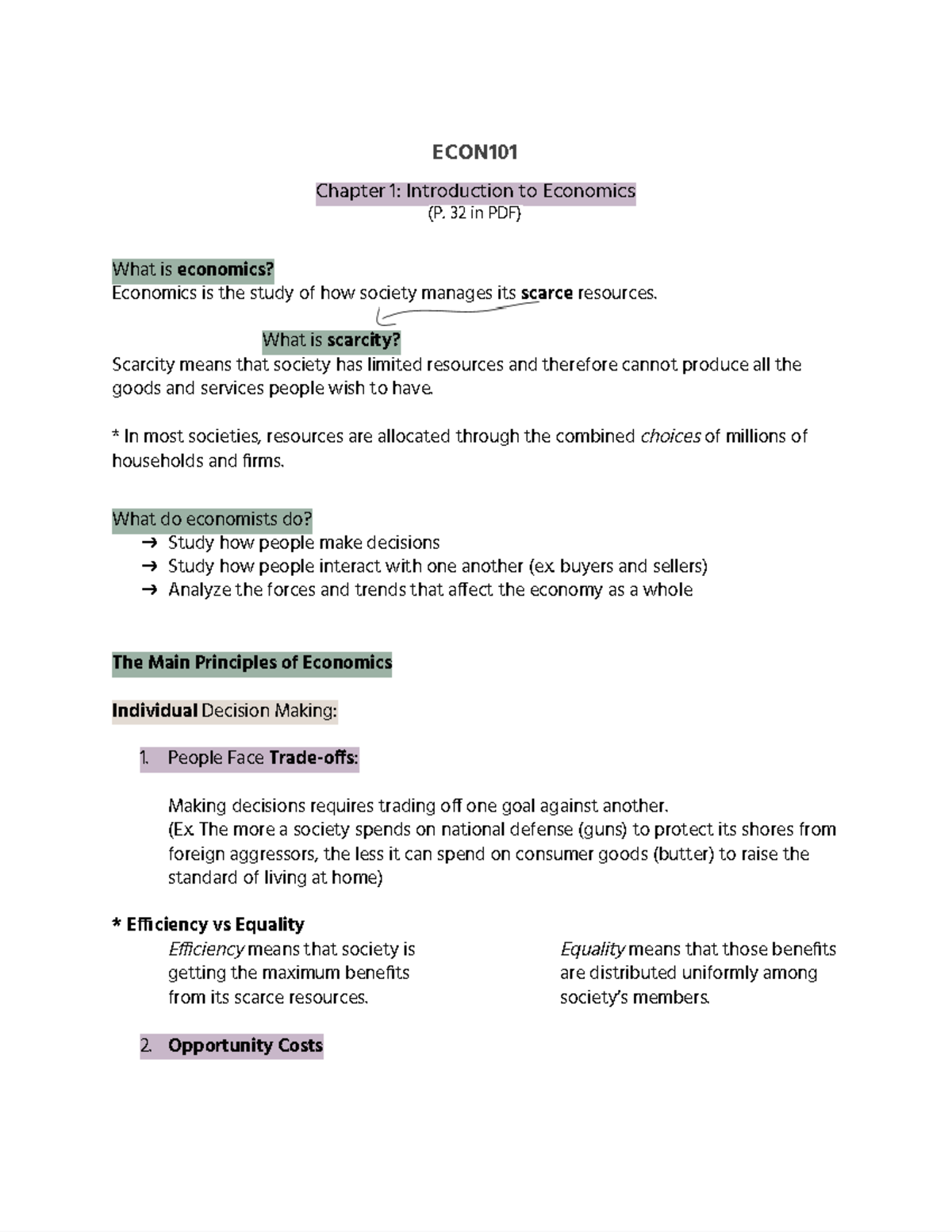 10 Principles of Economics (Notes) - ECON Chapter 1: Introduction to ...