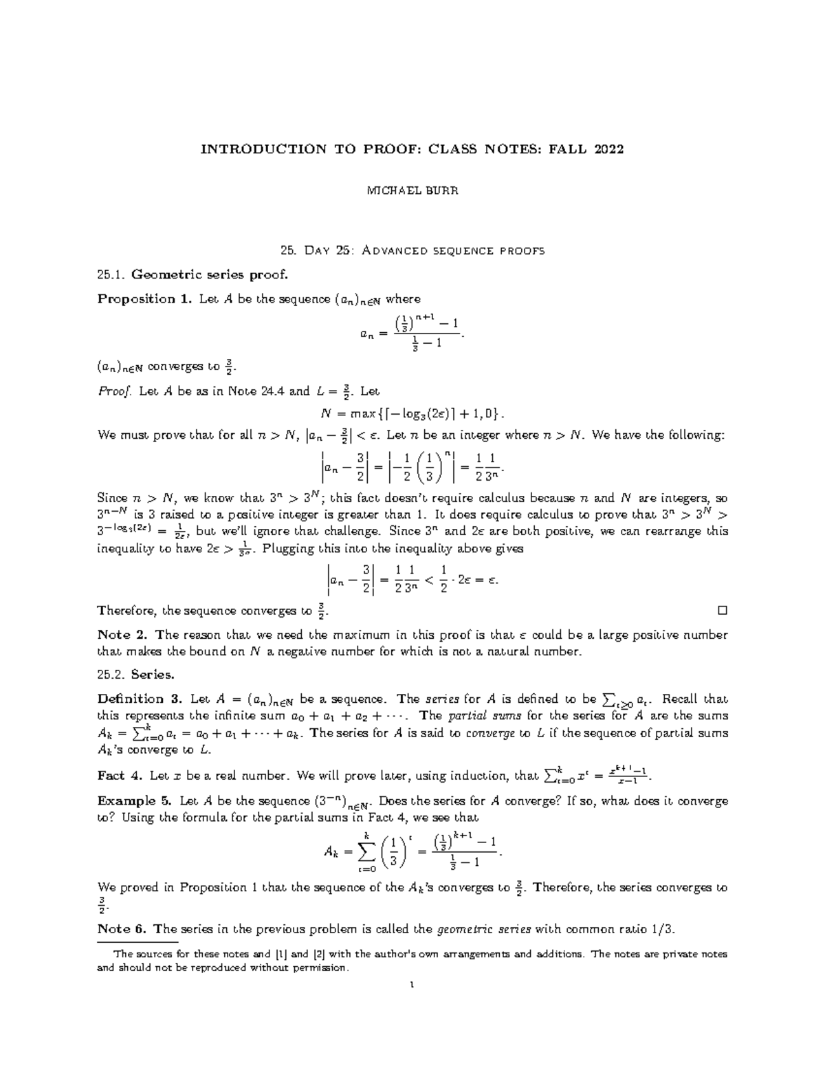 Class Notes Day 25 - INTRODUCTION TO PROOF: CLASS NOTES: FALL 2022 ...