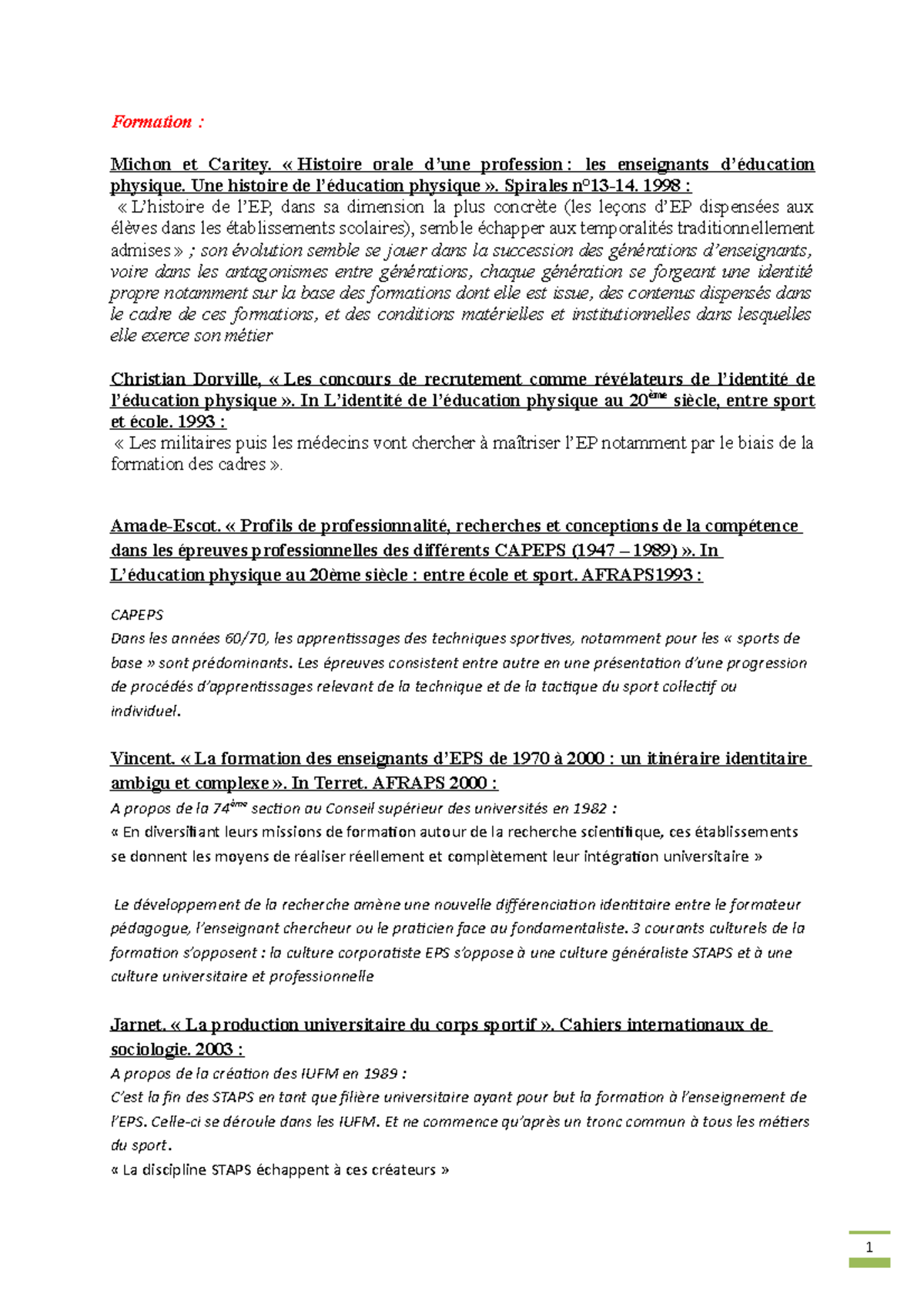 Citation Formation - 1 Formation : Michon et Caritey. « Histoire orale ...