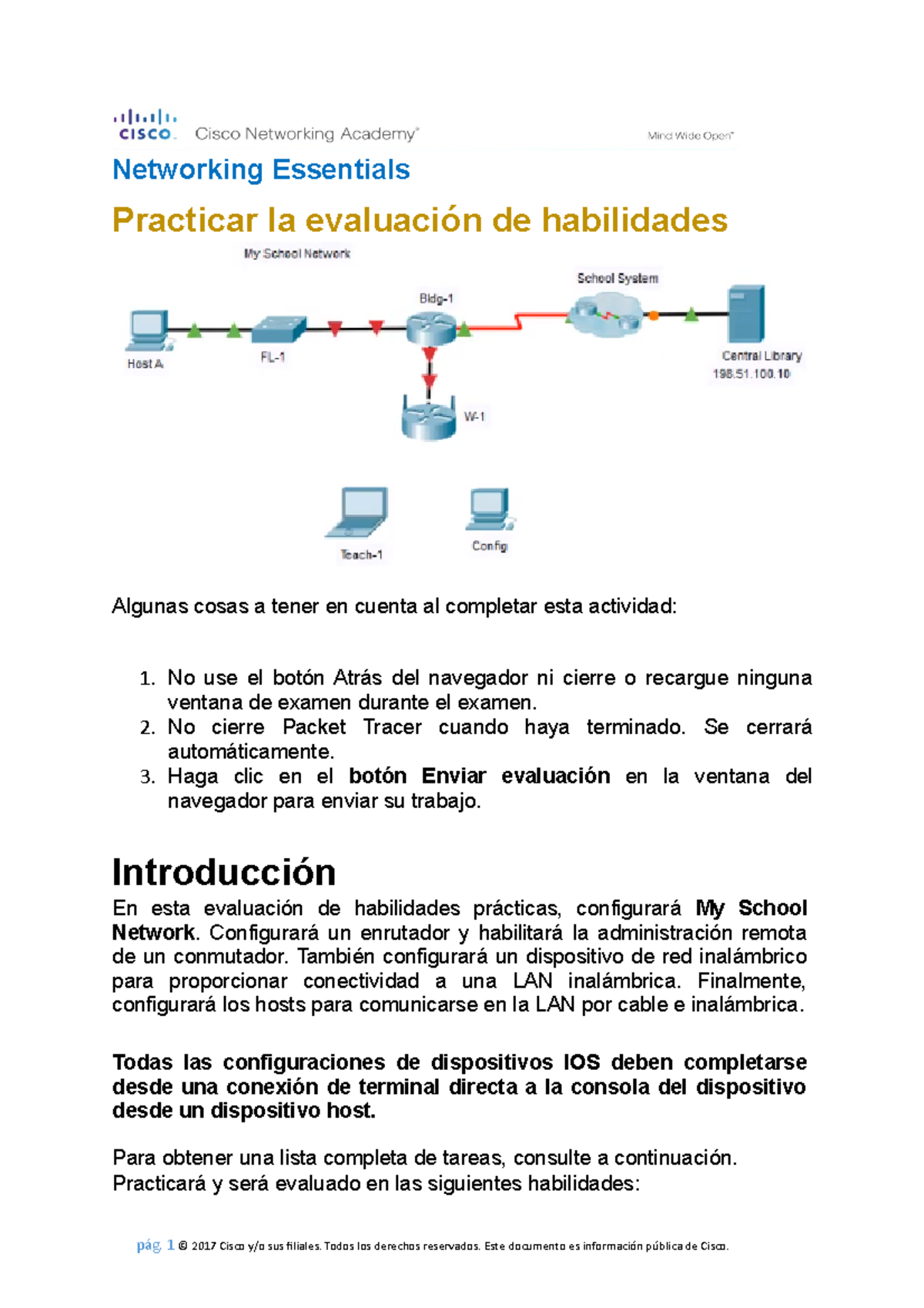 Evaluación de aptitudes prácticas - Networking Essentials Practicar la ...