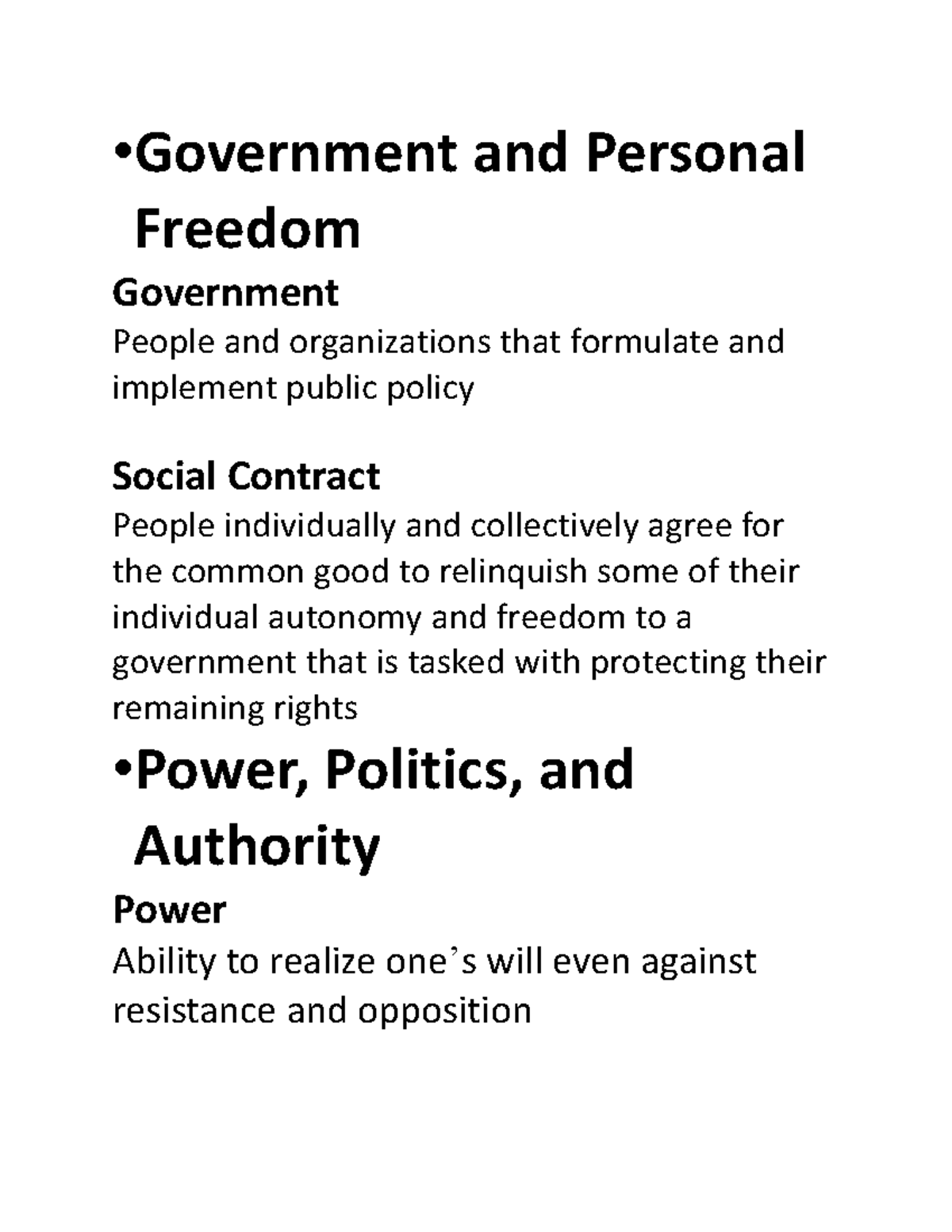 Government and Personal Freedom - • Government and Personal Freedom ...