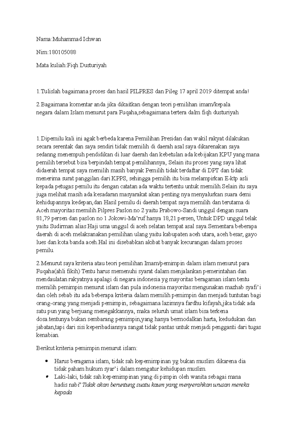 Essay HTN 4 - HUKUM TATANEGARA - Nama:Muhammad Ichwan Nim: Mata kuliah ...