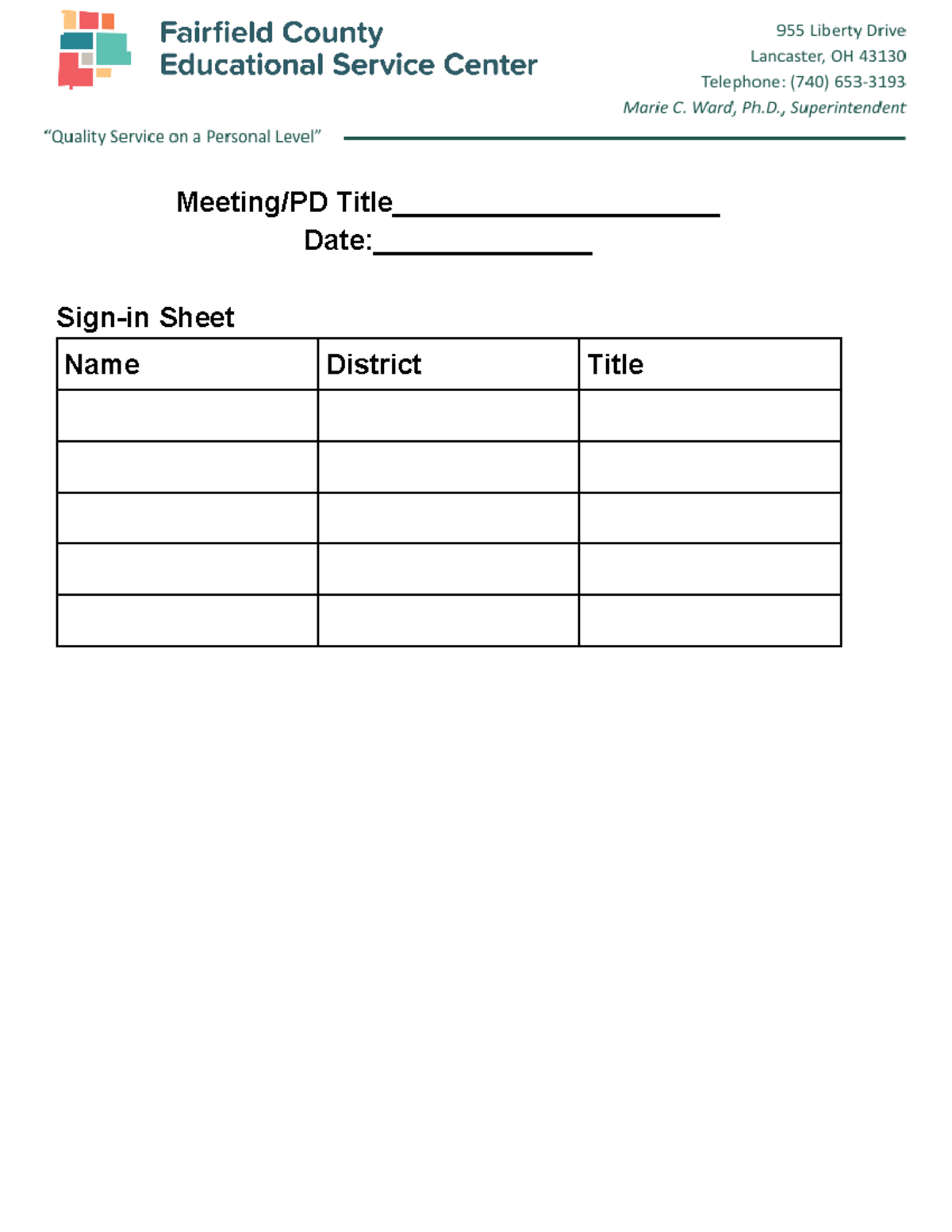 Sign-in Template - CHEATER CHEATER - Meeting/PD Title ...