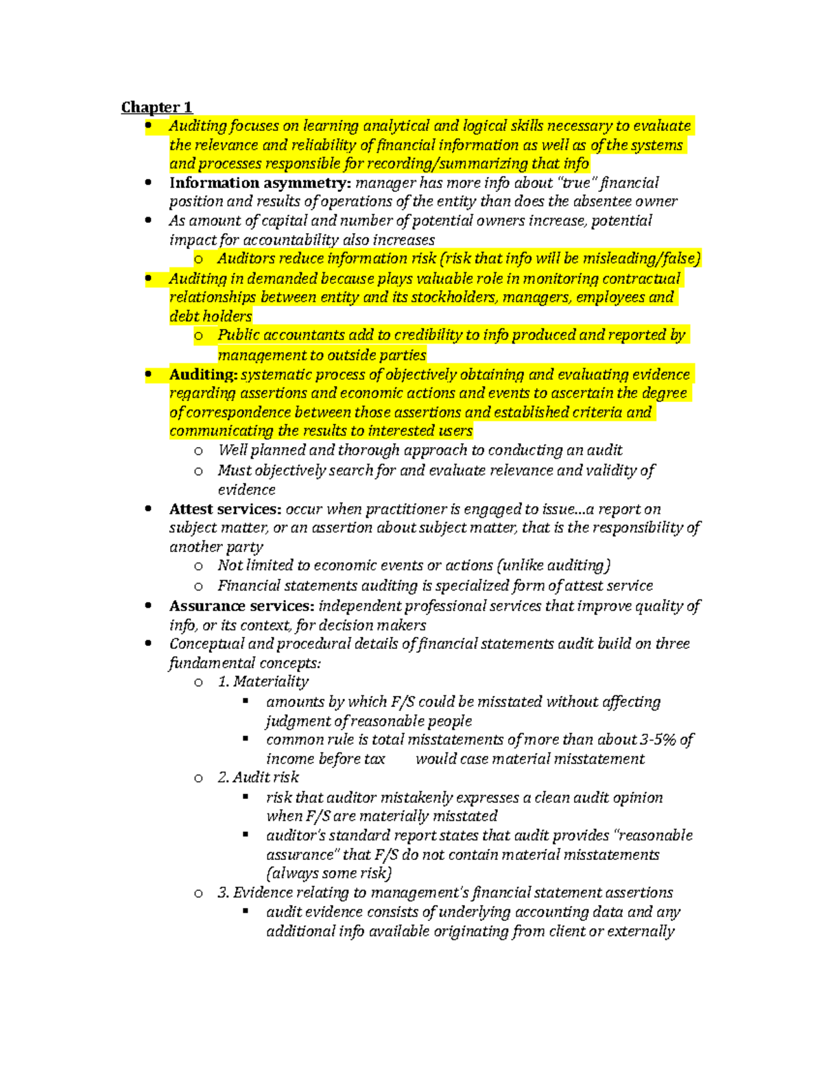 Audit Midterm - Lecture notes Chapters 1-18 - Chapter 1 Auditing ...