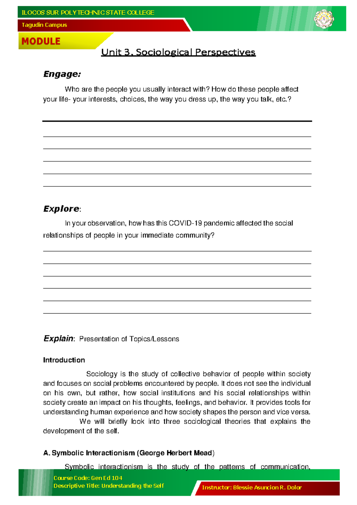 3 GEN ED 104 Sociological Perspective 2 - Tagudin Campus Course Code ...