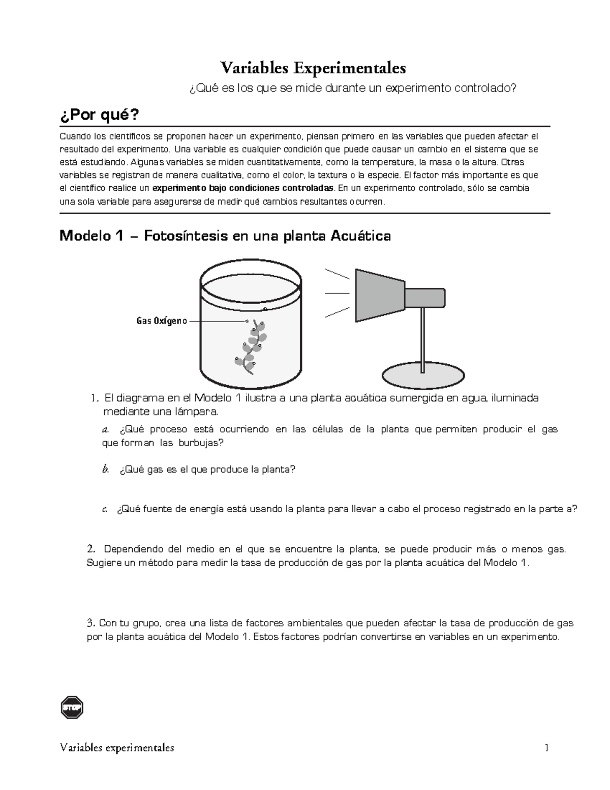 Variables experimentales 1 - 1 Variables Experimentales ¿Qué es los que ...