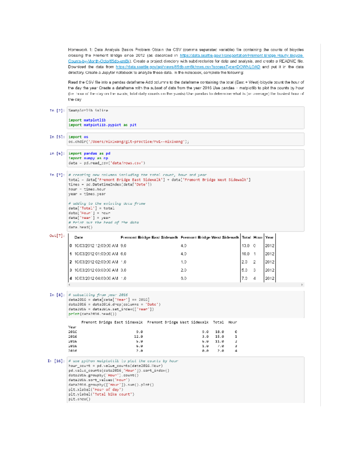 HW1 Data analysis - HW1 - Homework 1: Data Analysis Basics Problem Obtain the CSV (comma ...