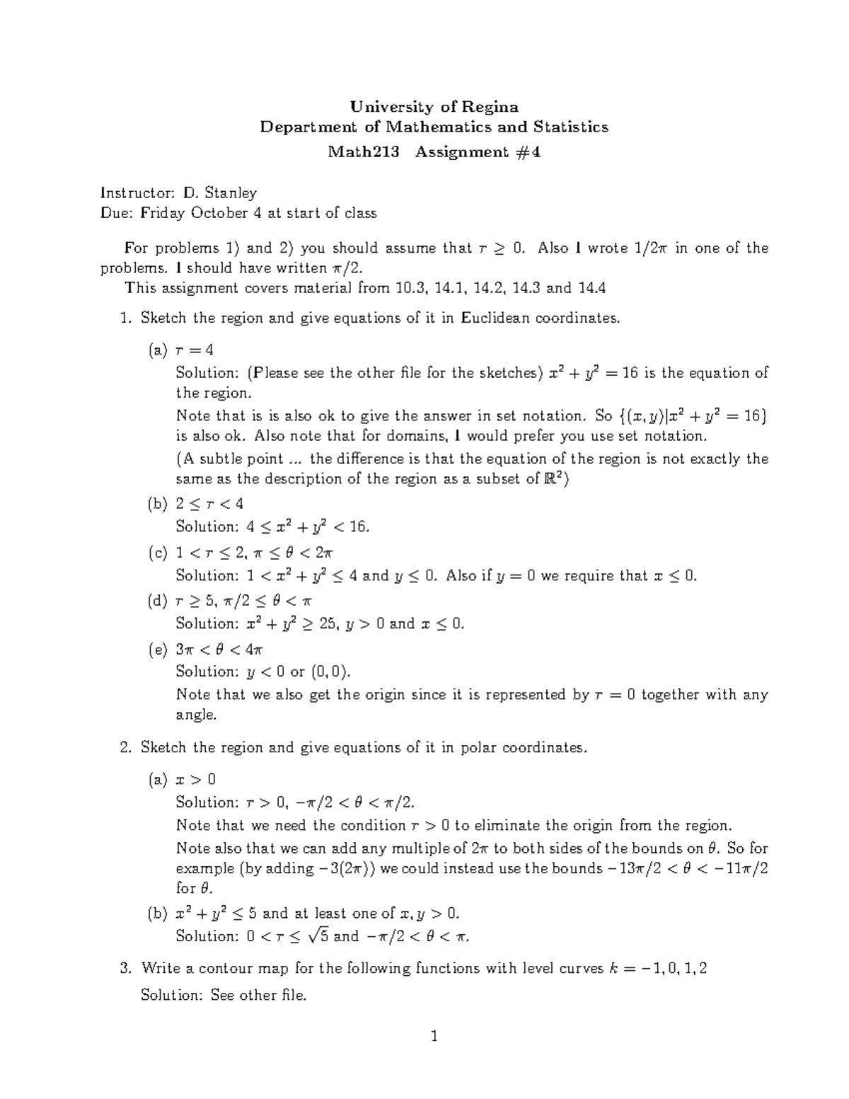 Math213Fall2019 assignment 4Solutions - University of Regina Department ...