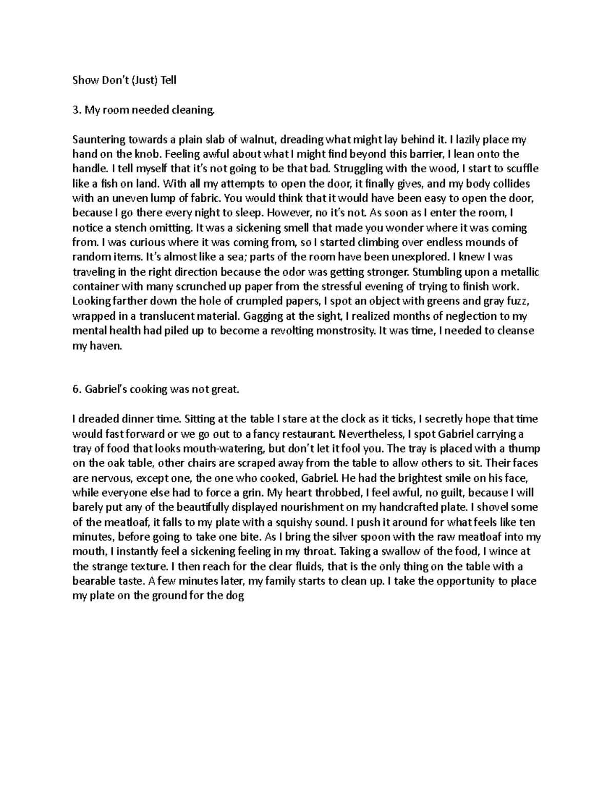 Show Don't (Just) Tell - this assignments is for the essay - Show Don't ...