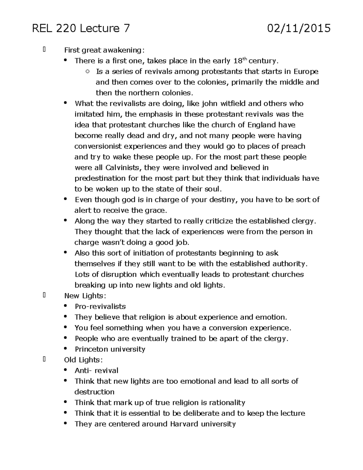 REL 220 Lecture 7 outline and notes - REL 220 Lecture 7 02/11/2015 ...