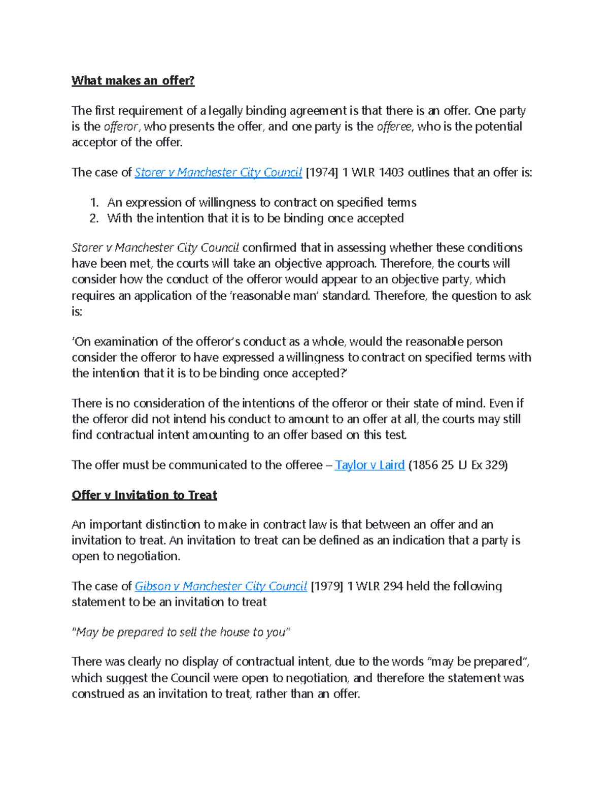 What makes an offer - Hope its help - What makes an offer? The first ...