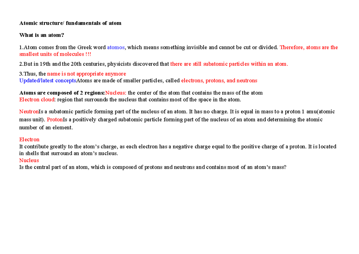 Atomic Structure Chemistry Atomic Structure Fundamentals Of Atom