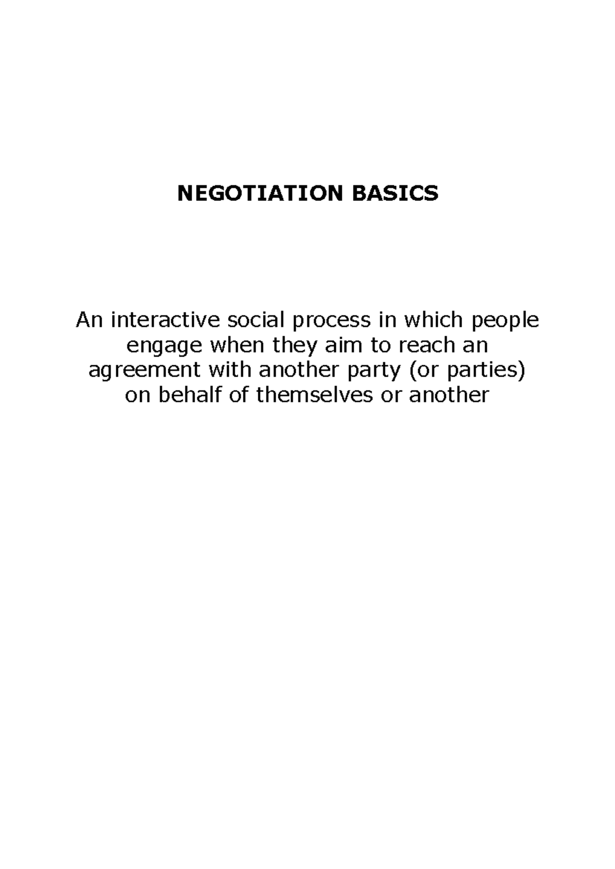 Negotiation basics (12-02-2018 ) - NEGOTIATION BASICS An interactive ...