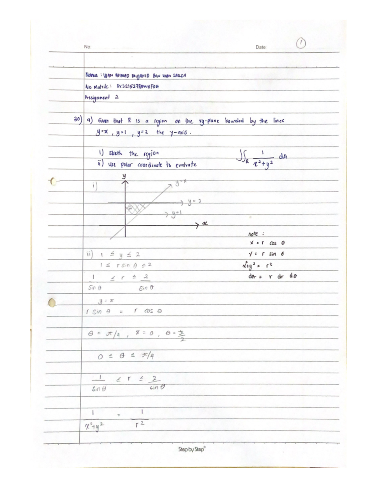 UTM Math 2 Ass 2 - No: Date Nama WAN AHMAD MUJAHID BIN WAN SALLEH No ...