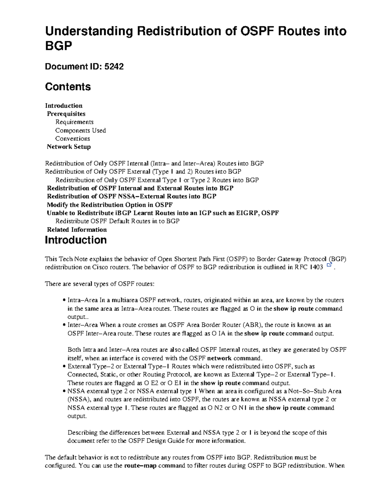 Bgp Ospf Redistribution - Understanding Redistribution of OSPF Routes ...