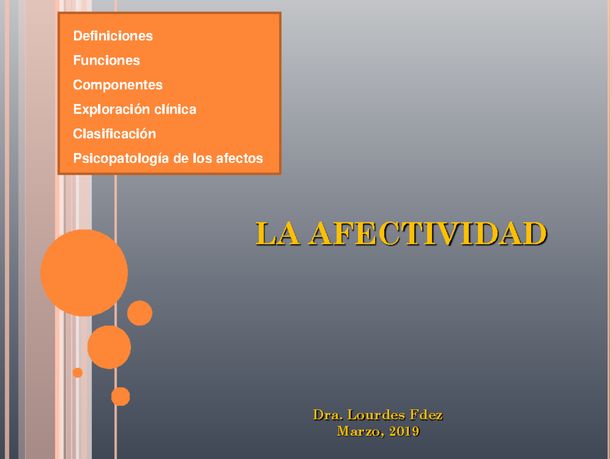 Afectividad 2019 - apuntes - Definiciones Funciones Componentes ...