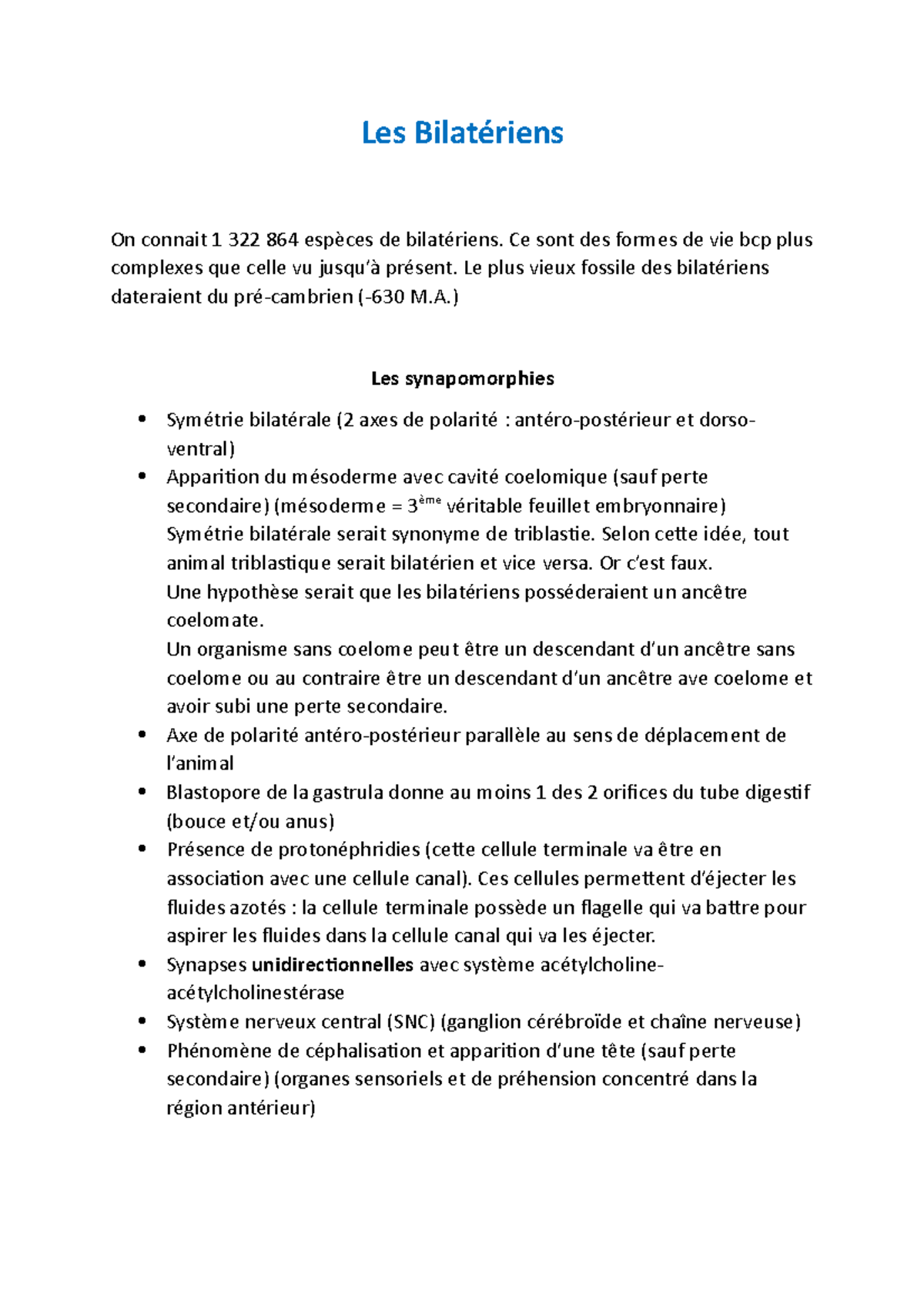 (7) Les Bilatériens - Cours de monde animal - Les Bilatériens On ...